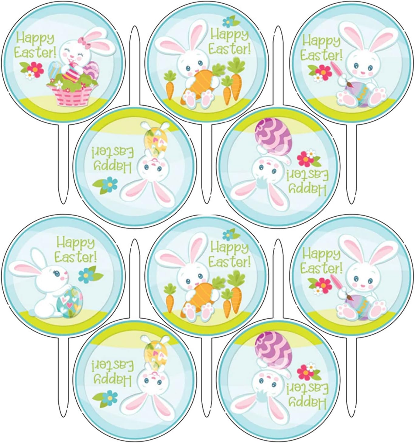 Amazon.com: 10pcs Happy Easter Cake Toppers Acrylic Rabbit Cake Picks ...