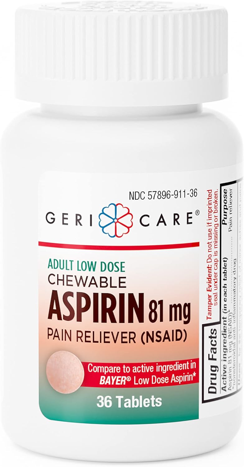 Amazon.com: Aspirin Adult Chewable 81 mg Tablets 36 ct : Health & Household