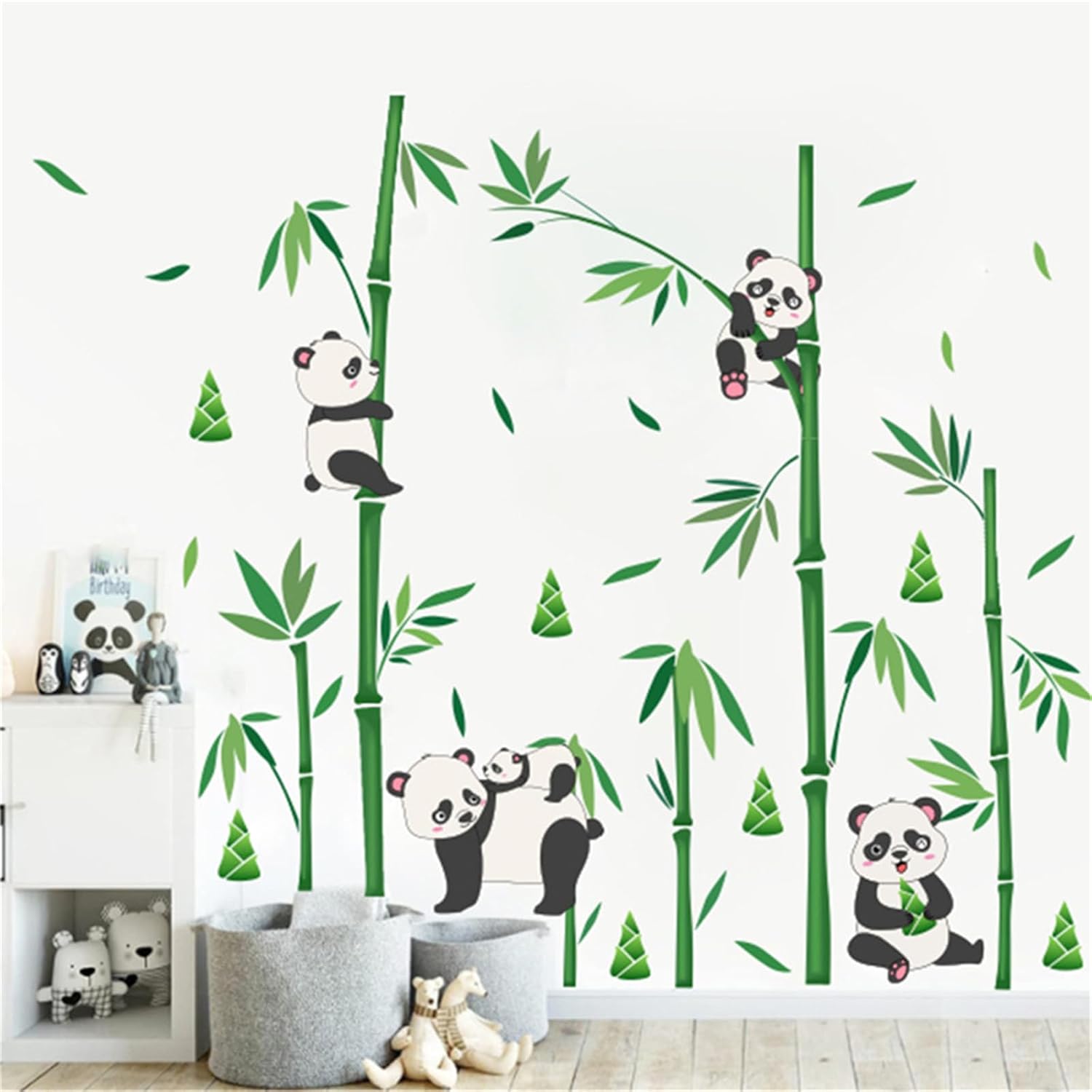 Amazon.com: Cute Panda Wall Decals Green Bamboo Forest Animals Wall ...