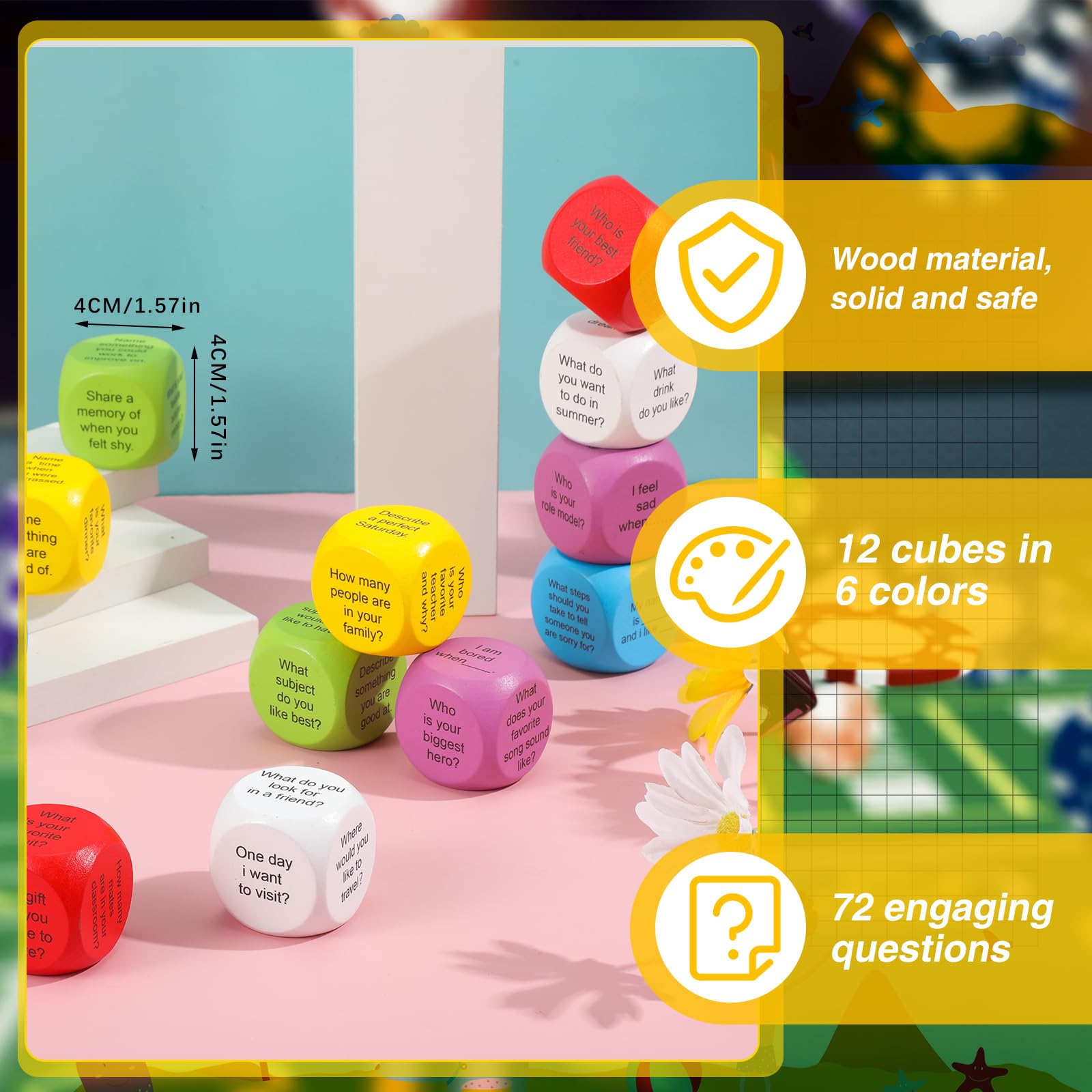 Snapklik.com : Hanaive 12 Pcs Learning Conversation Cubes Social ...