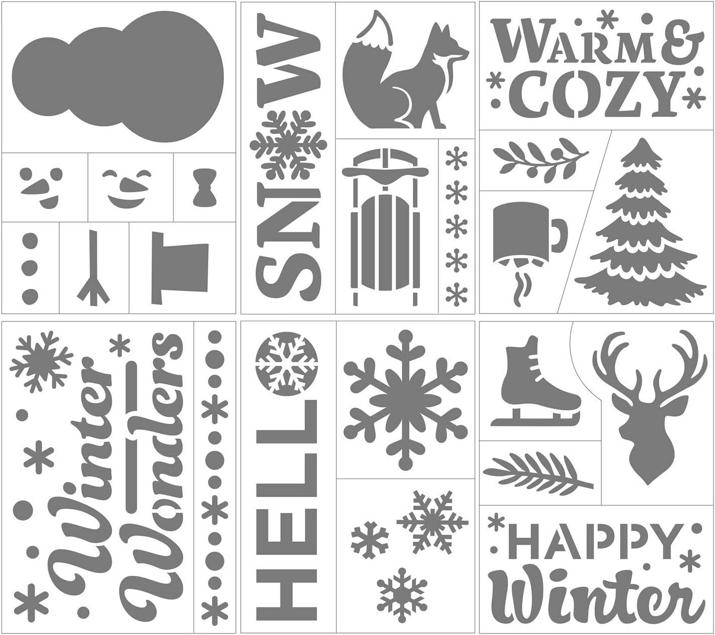 Amazon.com: Winter Stencil Set -Multi-Media Adhesive Back (Snowman ...