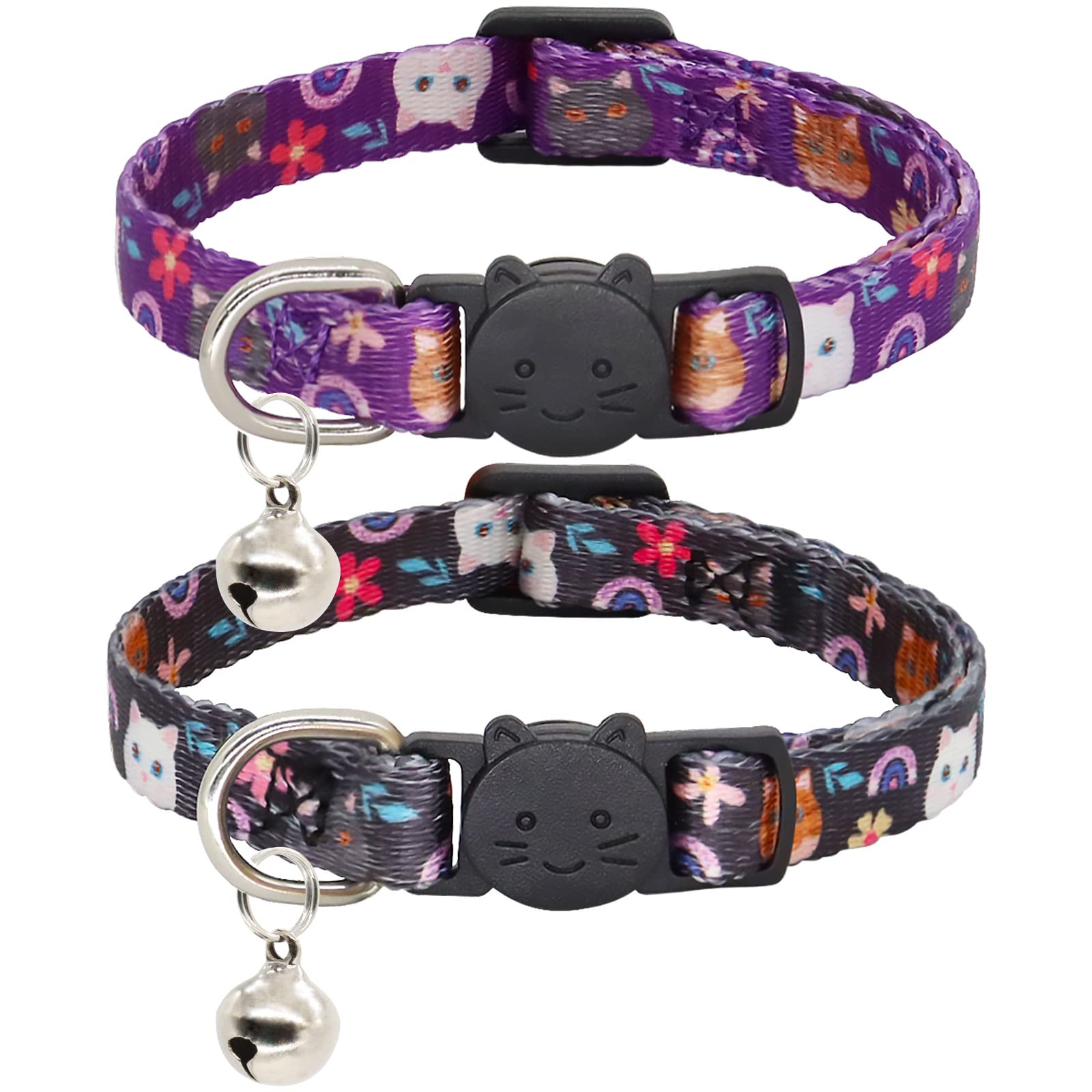 Pet Supplies : Giecooh 2 Pack Cat Collar Breakaway with Bells, Safety ...