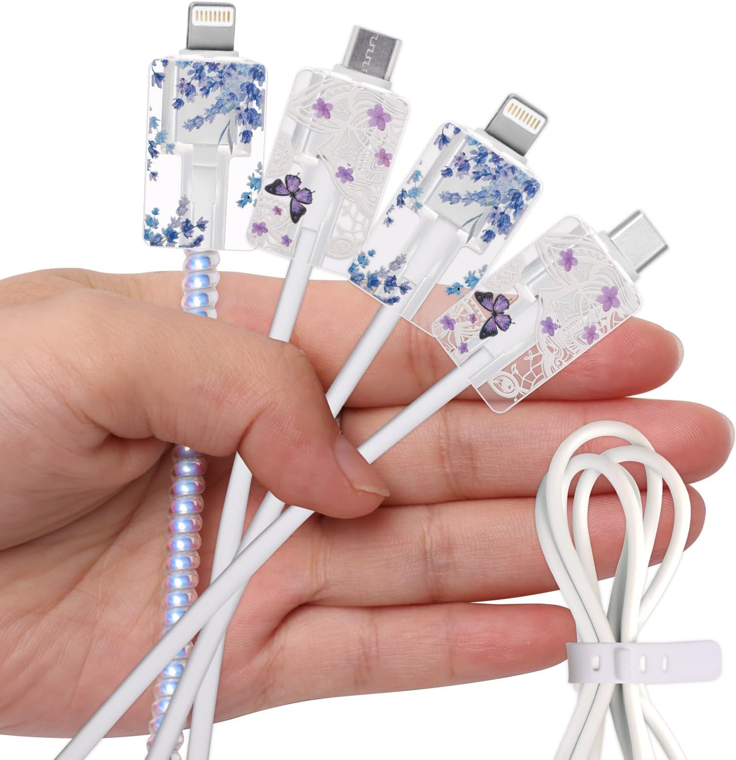 Amazon.com: Hoedia Cable Protector for iPhone Charger, Flower Cord ...