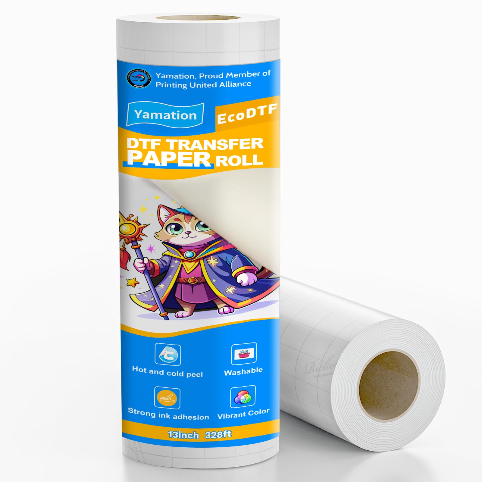 Paper-Backed DTF Transfer Film Roll – 13 inch x 328ft, Vibrant Color Eco-Friendly Direct to Film ...