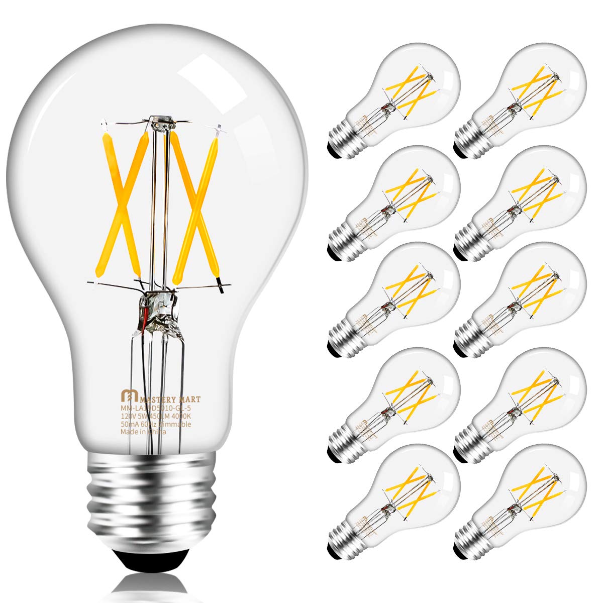 MASTERY MART E26 LED Bulb 40 Watt Equivalent Light Bulbs, Efficient 5W ...