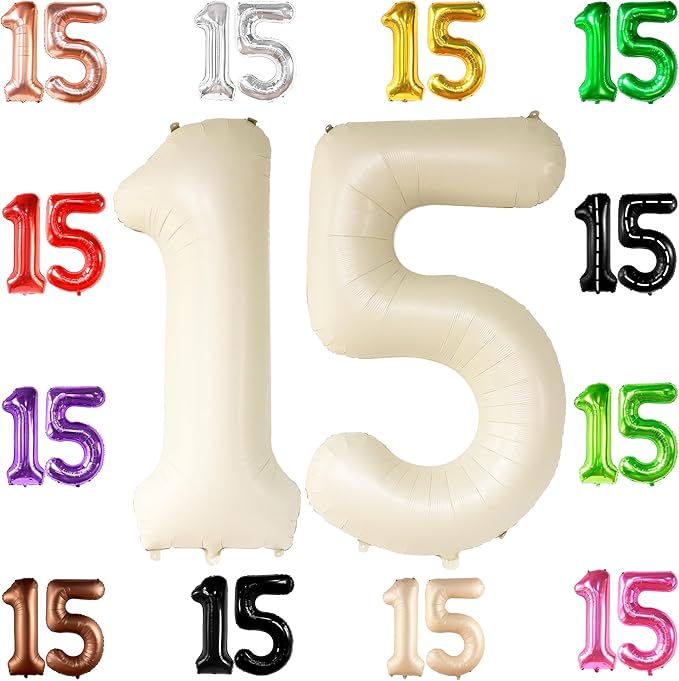 Amazon.com: KatchOn, Gaint Cream White 15 Balloons Number - 40 Inch ...