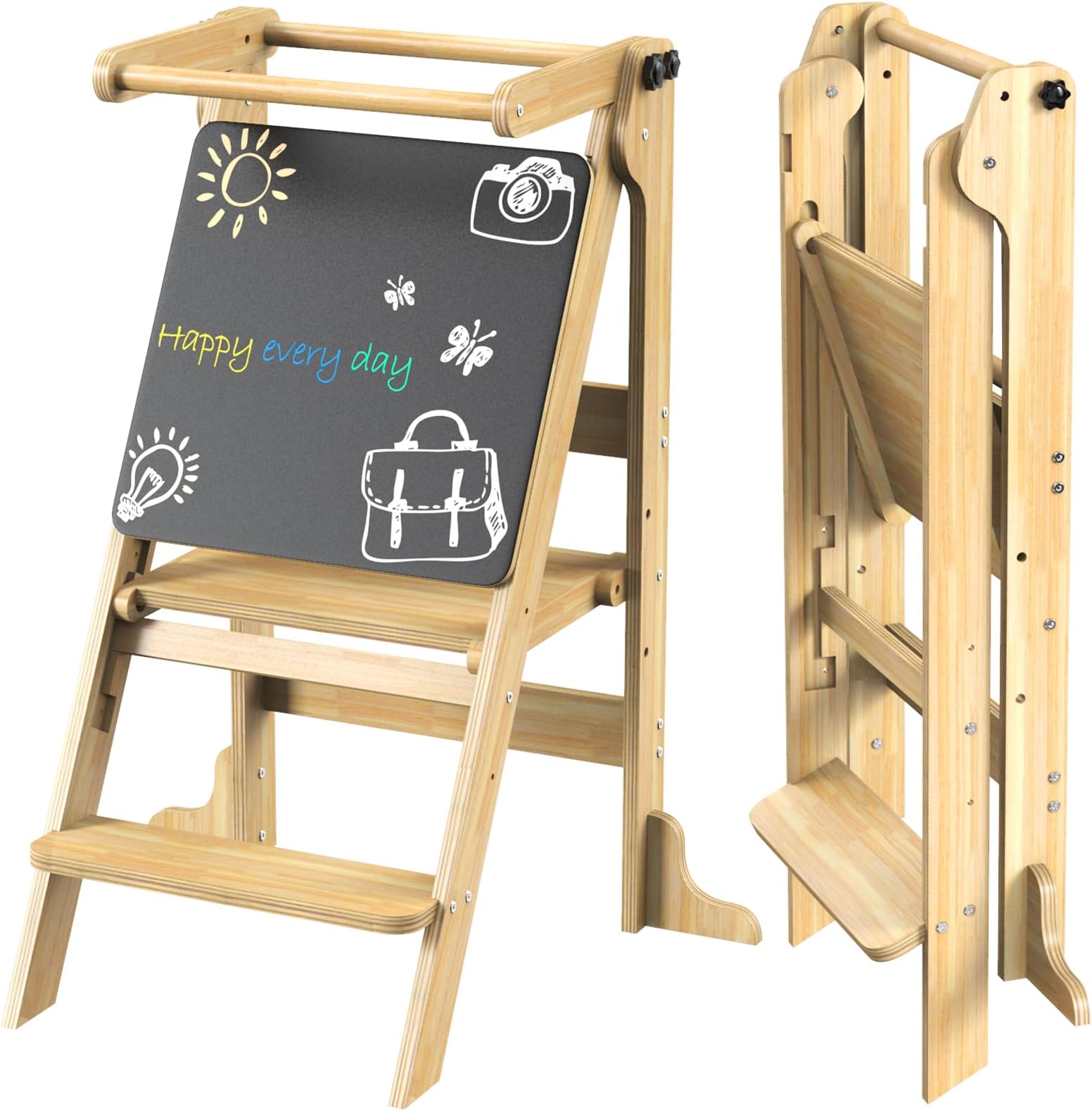 Amazon.com: Foldable Standing Kitchen Stool for Kids, Toddler Tower ...
