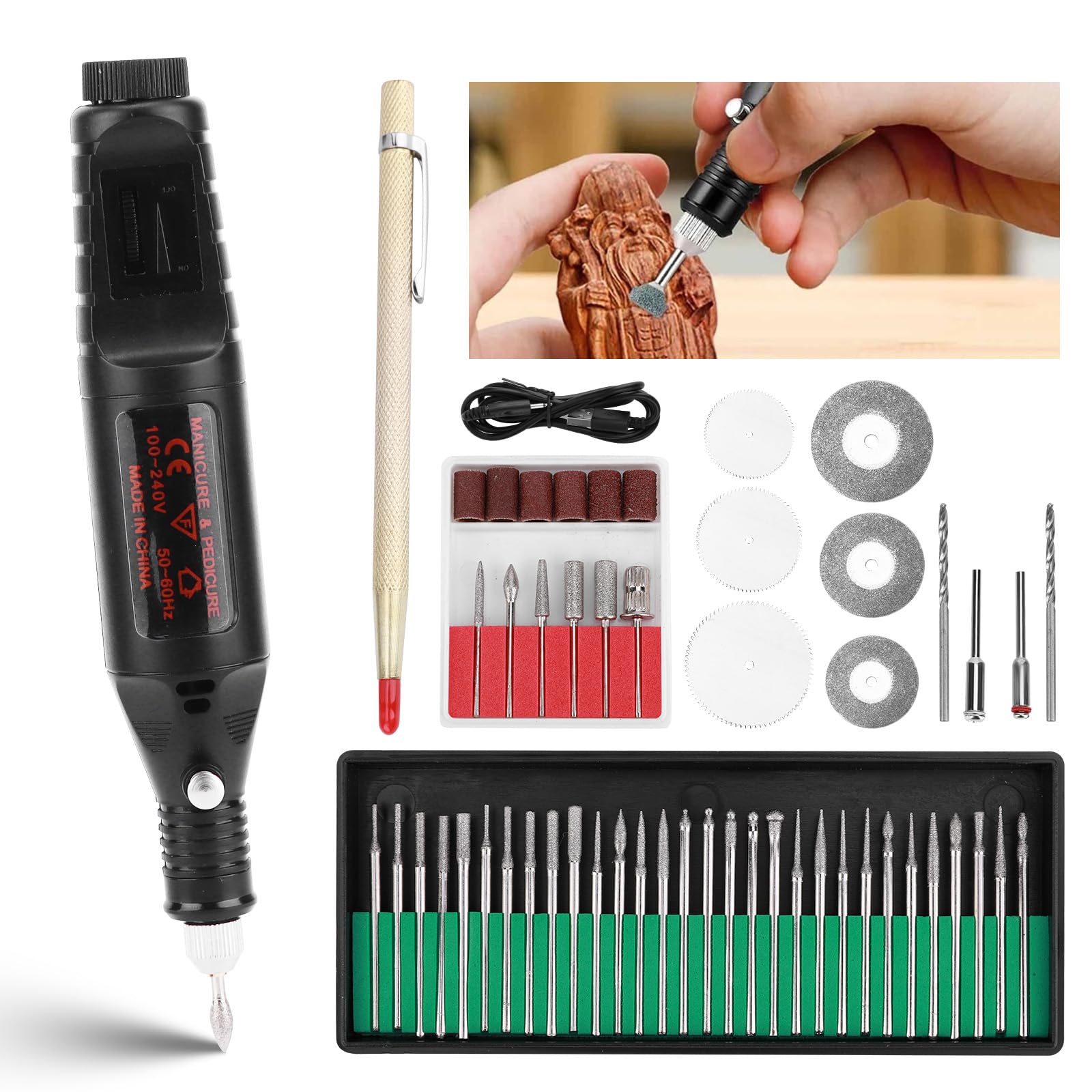 Palmcee 108pcs Engraving Pen, Mini Electric Customizer Engraving Pen ...