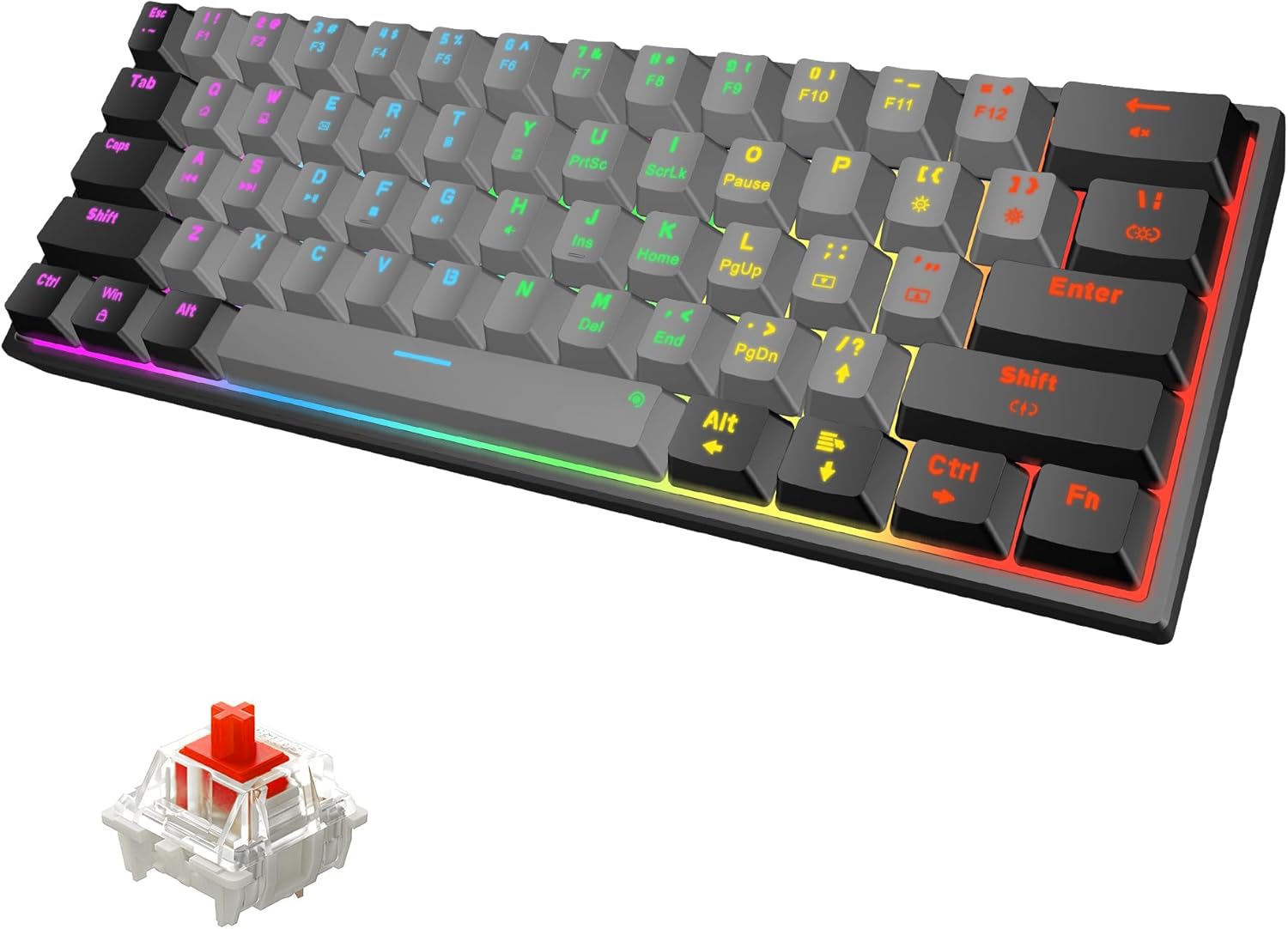 Amazon.com: Snpurdiri 60 Percent Machanical Keyboard Red Switches, 60% ...
