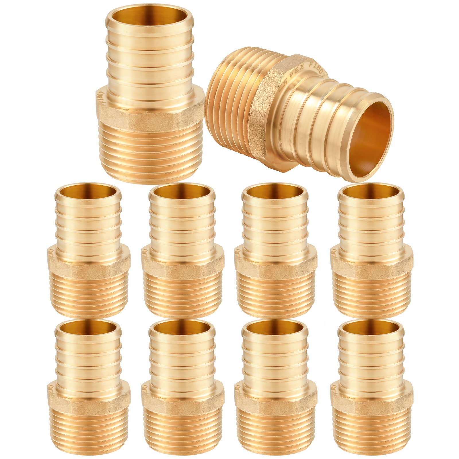 Amazon.com: GUOFIS PEX Fittings,10 Pack Brass PEX Male Adapter,1 Inch ...