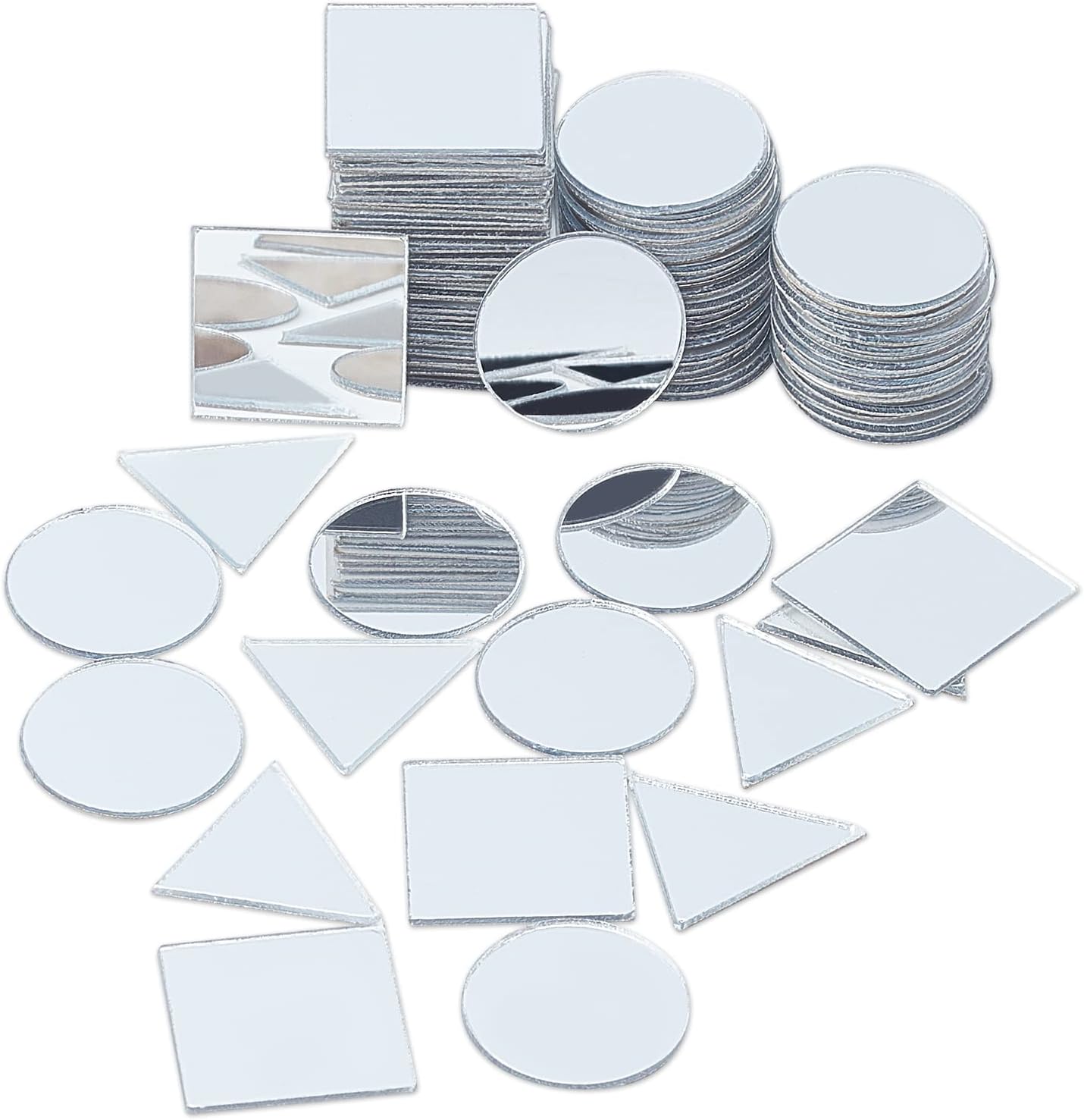 Set of 100pcs Small Square Glass Crafts, Real Glass Mirror Mosaic Tiles ...