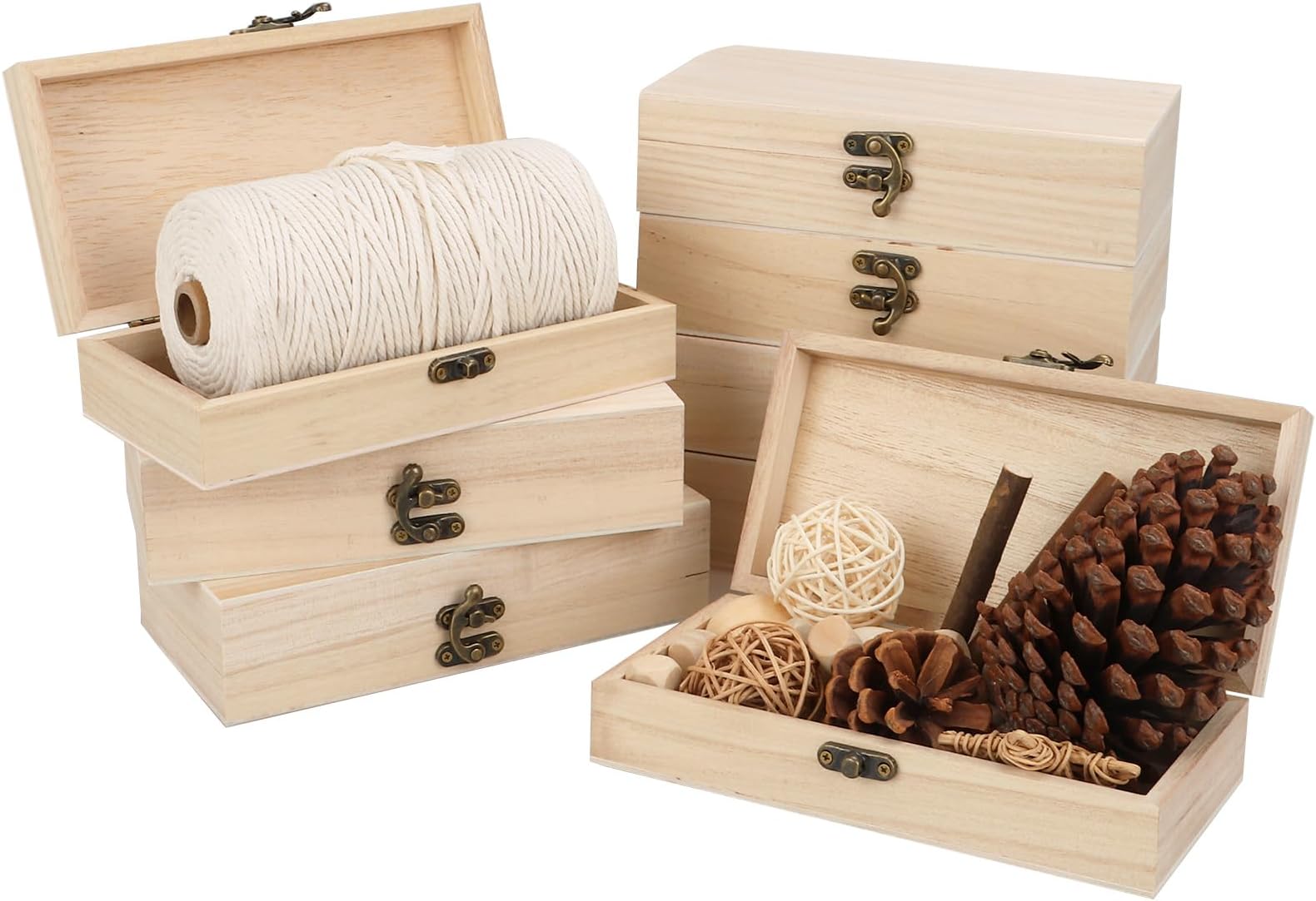Amazon.com: CYEAH Unfinished Wood Box Set of 8, 7.8 x 4 x 2 inch ...