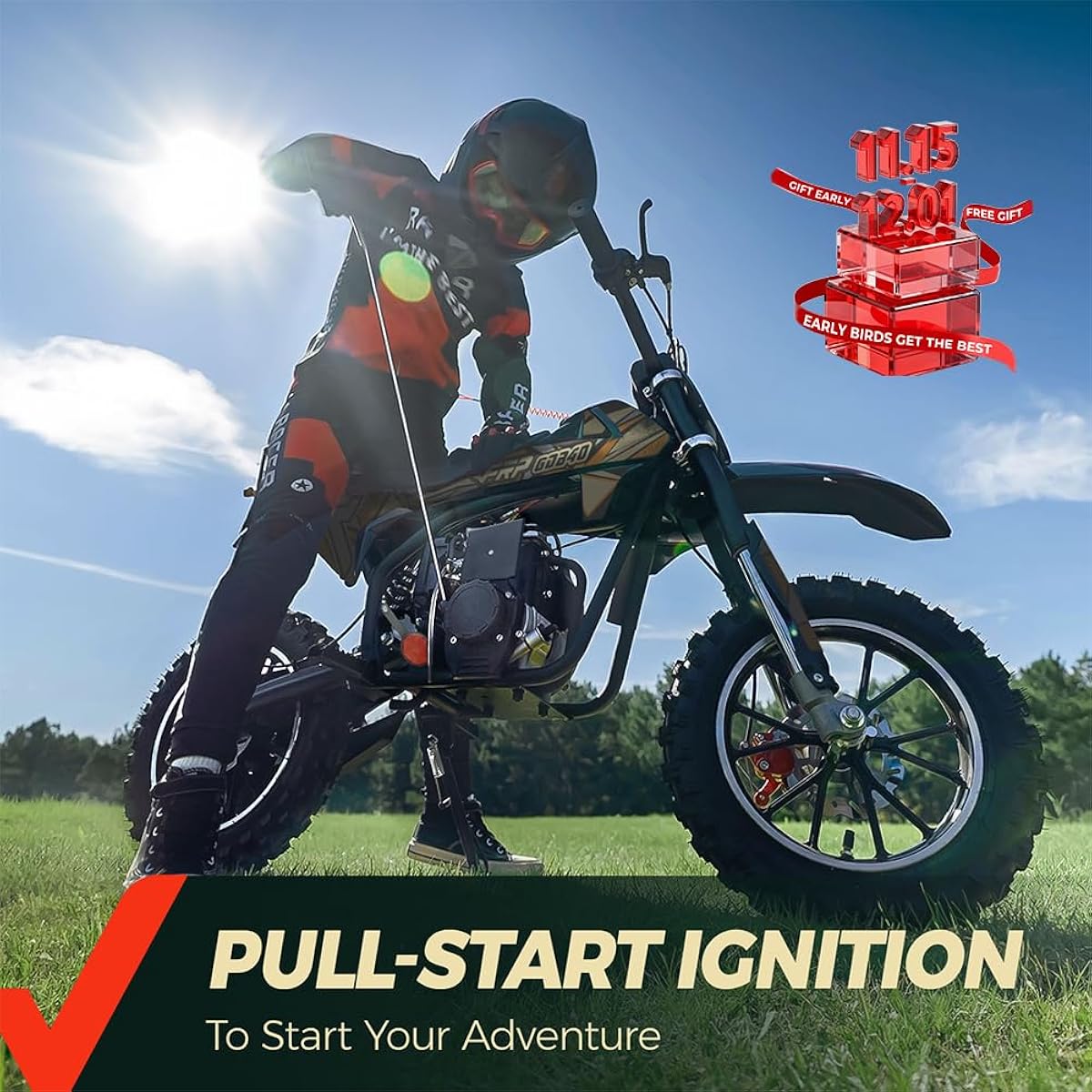 $12/mo - Finance FRP FX40-Ogemaw Kids Dirt Bike, 40CC 4-Stroke Gas Powered Mini Dirt Bike, 20 ...