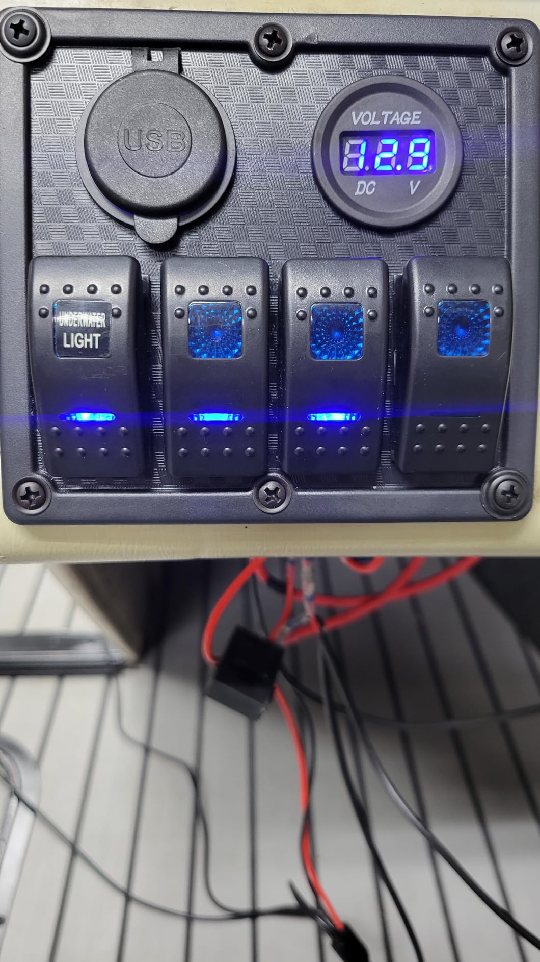 4 Gang Marine Switch Panel, EilxMag Blue Boat Rocker Switch Panel ...