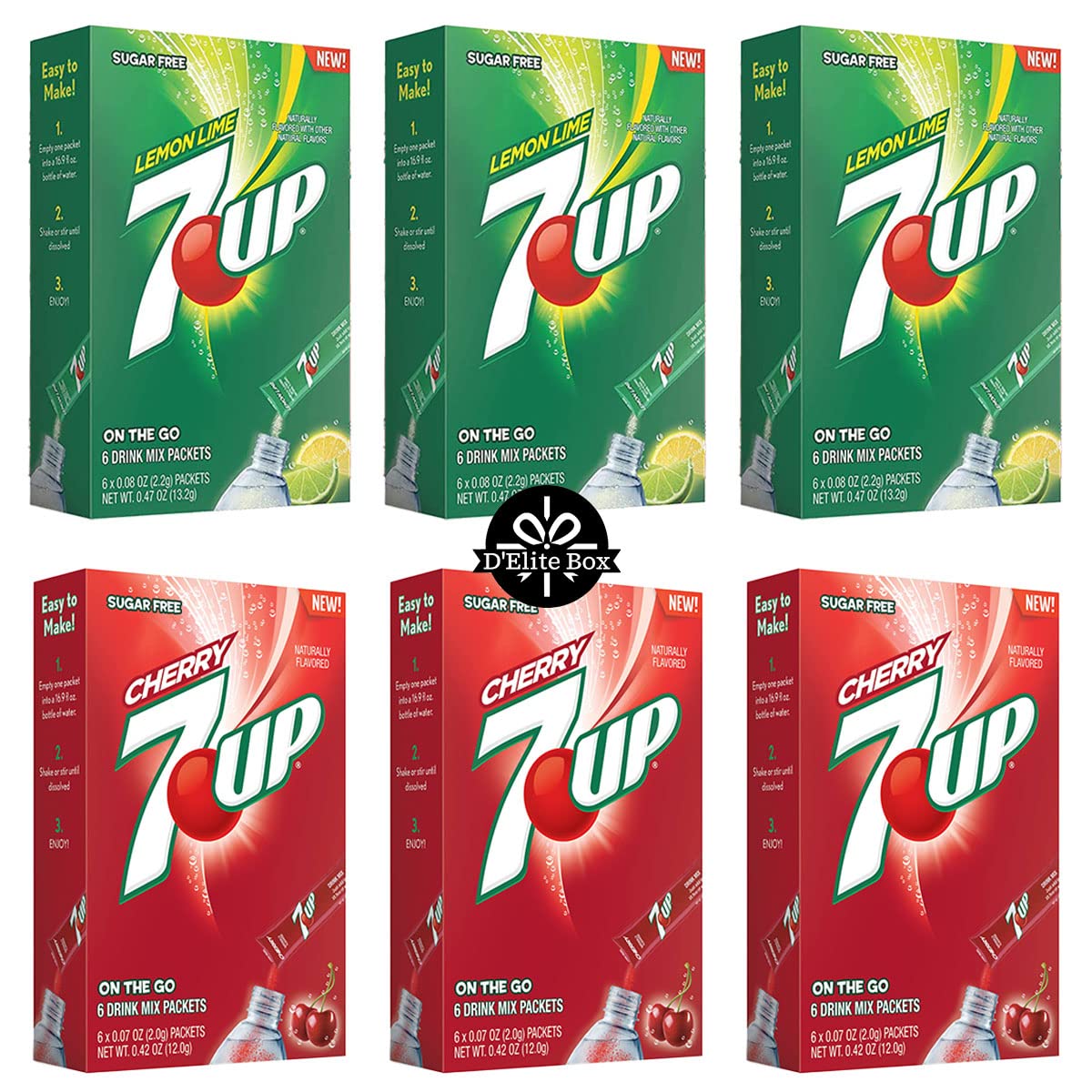 Amazon.com : 7UP Powdered Drink Mix 6 Boxes of 6 packets with 3 Boxes ...