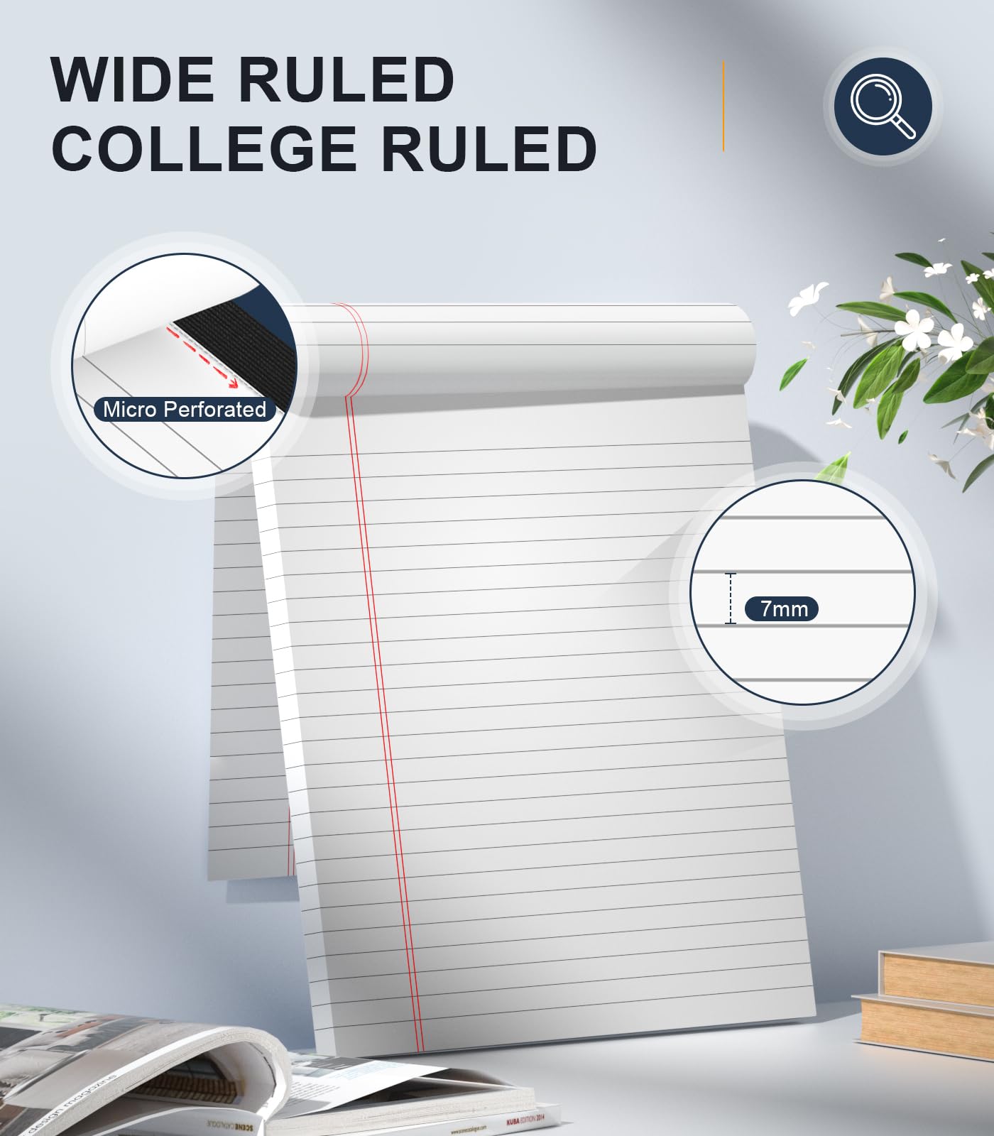 Snapklik.com : White Legal Pads 5 X 8" Pads Paper Narrow Ruled, 8 Pack ...