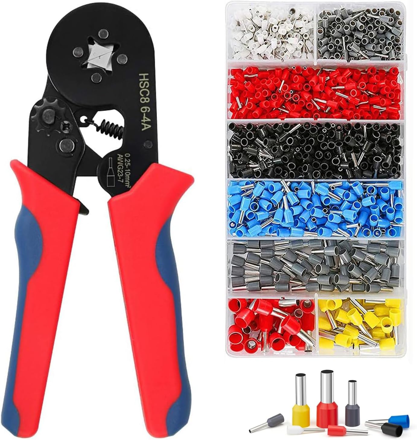 DxCRIMP Crimpadora Terminales Eléctricos Kit, Conector Virolas 24-8 AWG ...