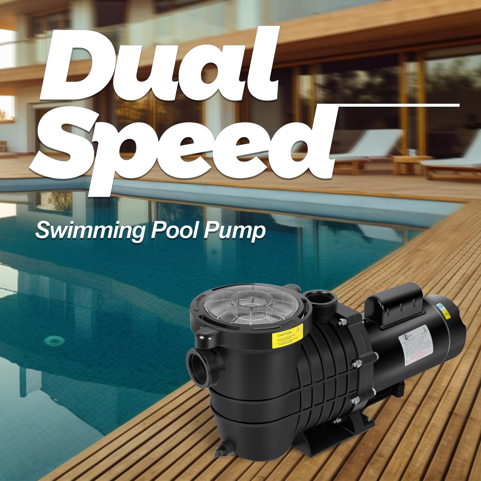 2.0 HP In/Above Ground Dual Speed Pool Pump, 220V 6810/3090 GPH ...