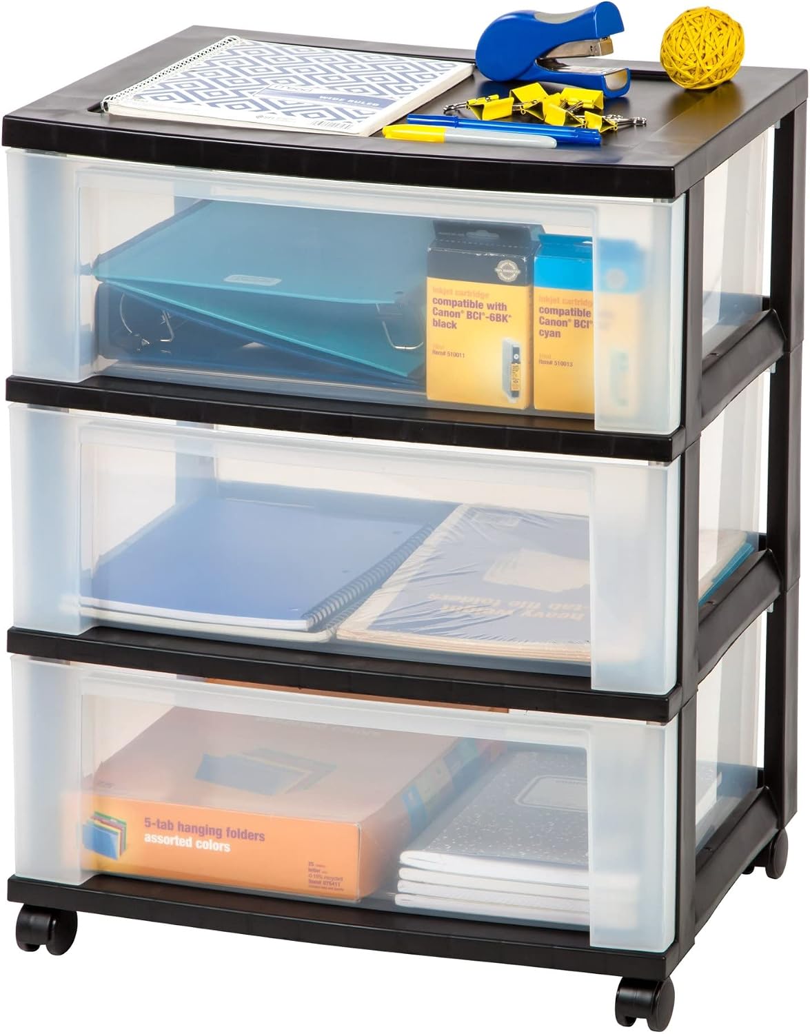 Amazon.com: Office Depot® Brand Plastic 3-Drawer Storage Cart, 27" x 21 ...