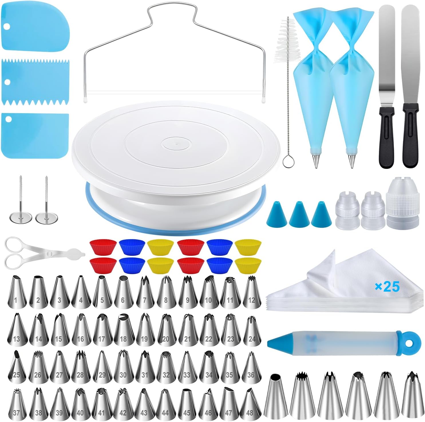 Amazon.com: Doitsf 112Pcs Cake Decorating Supplies Kit, Included Cake ...