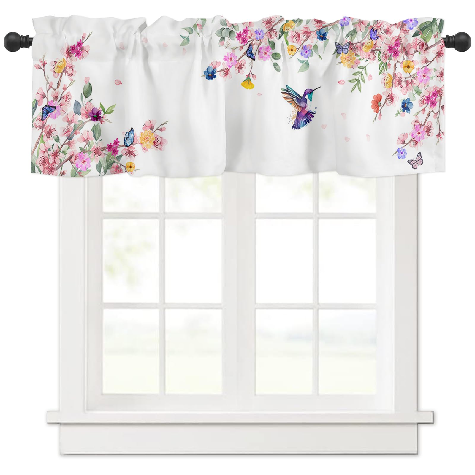 Amazon.com: Victoroes Spring Flower Curtain Valances for Windows ...
