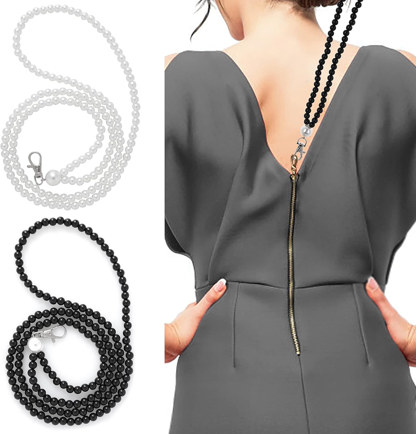 2 Pcs Dress Zipper Helper,Pearl Zipper Puller Self-Load Zipper Helper ...