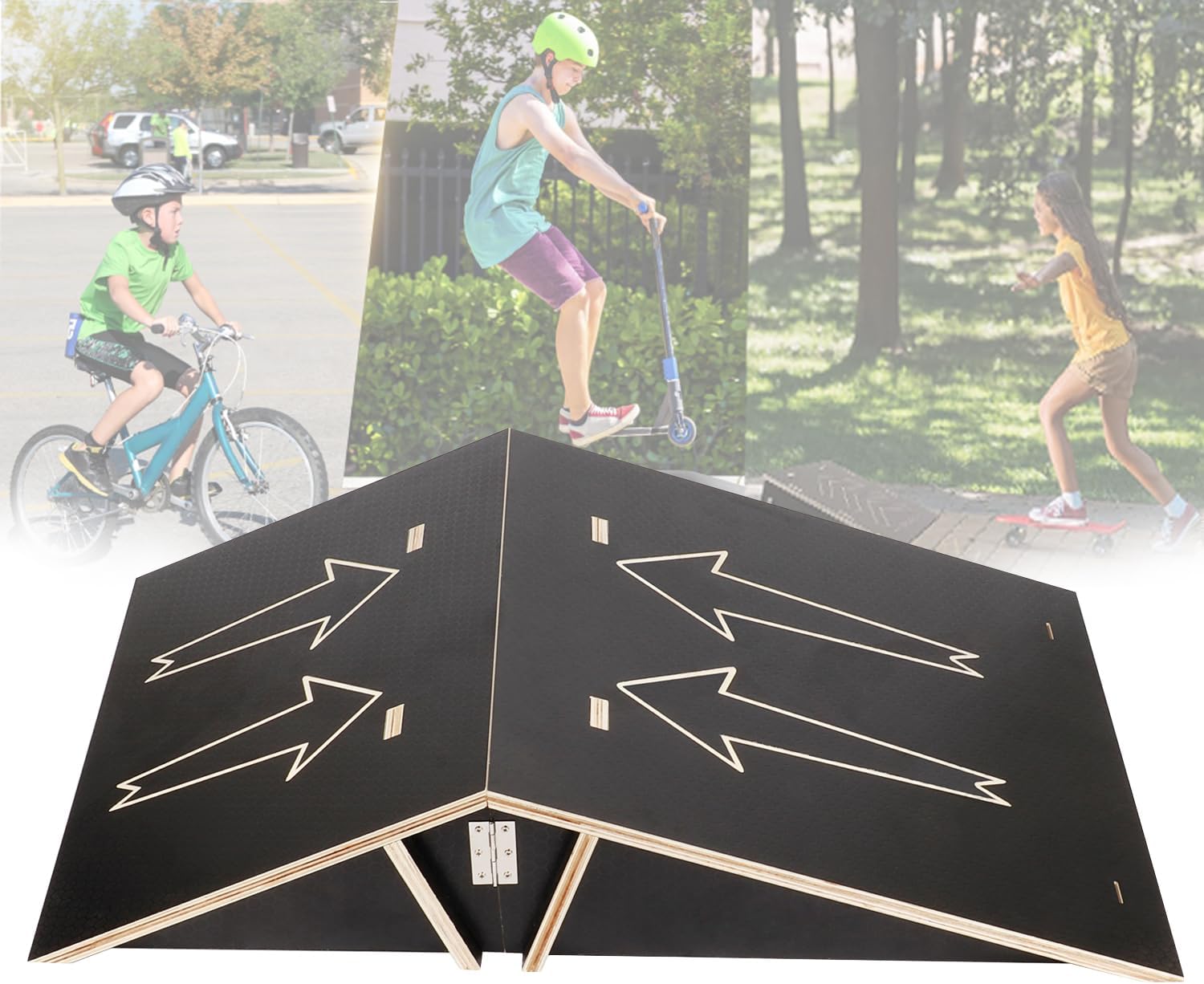 Amazon.com: tonchean Skateboard Ramp Bike Ramp for Jumping, Double ...