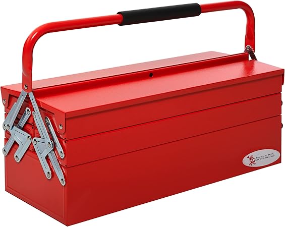 DURHAND Metal Tool Box 3 Tier 5 Tray Professional Portable Storage ...