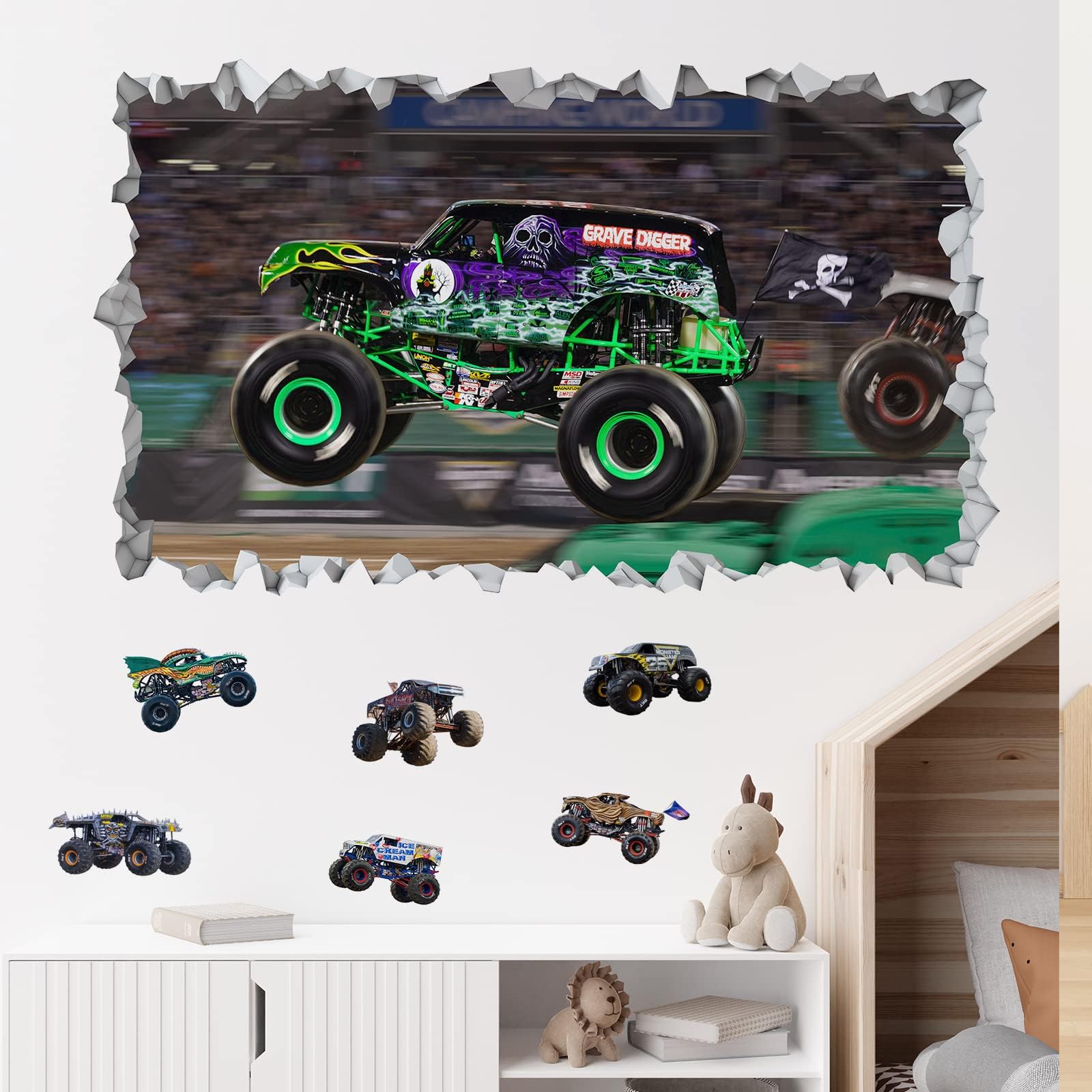 Amazon.com: Super Monster Truck Wall Stickers, Multiple Posters, Peel ...