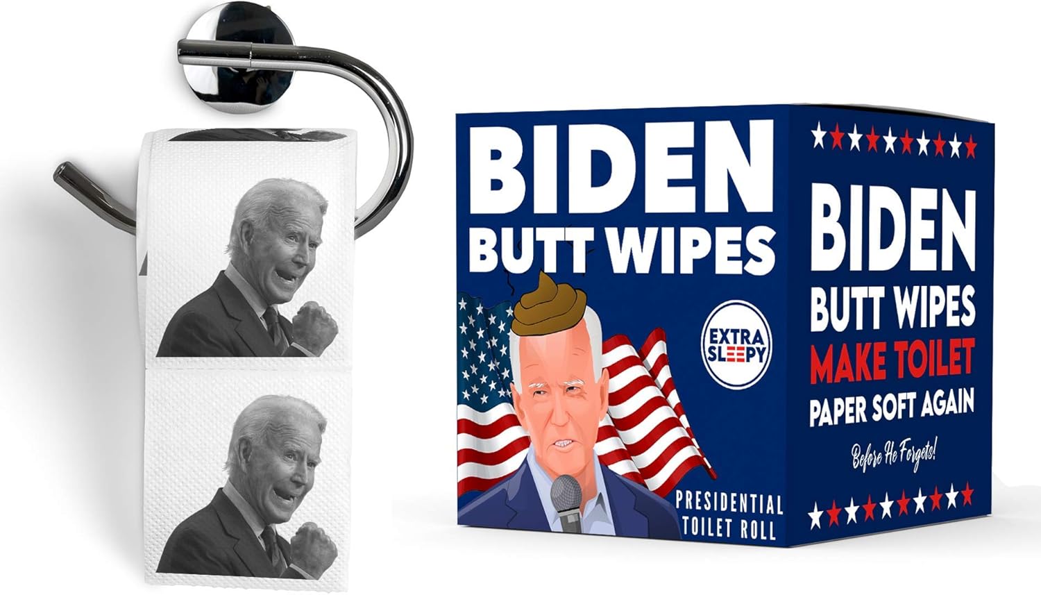Amazon.com: Joe Biden 衛生紙 - 有趣的印花Loo Roll in Novelty 禮物盒 - 選舉特別拜登臀部濕巾 ...