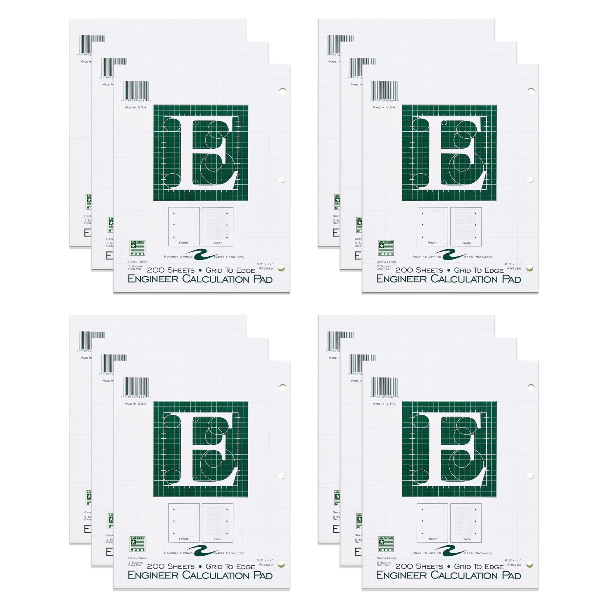 Snapklik.com : Engineering Pad, 12-Pack, 8.5 X 11, 200 Sheets 15# Green ...