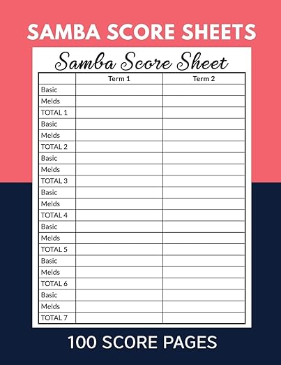 Samba Score Sheets 100 Score Pages: Scoresheet Record Book, Game Record ...