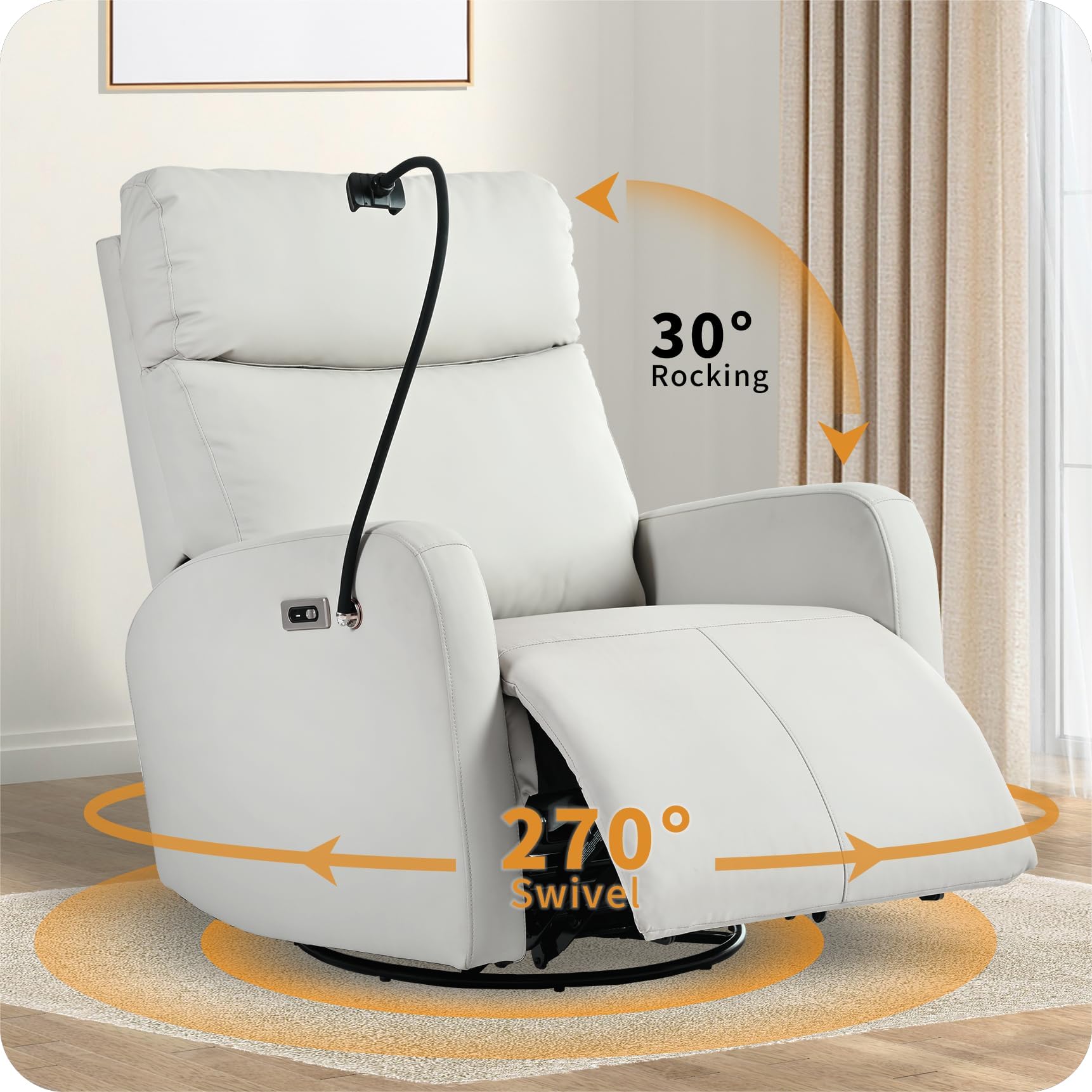Amazon.com: QKFF Power Swivel Rocker Recliner Chair for Nursery ...