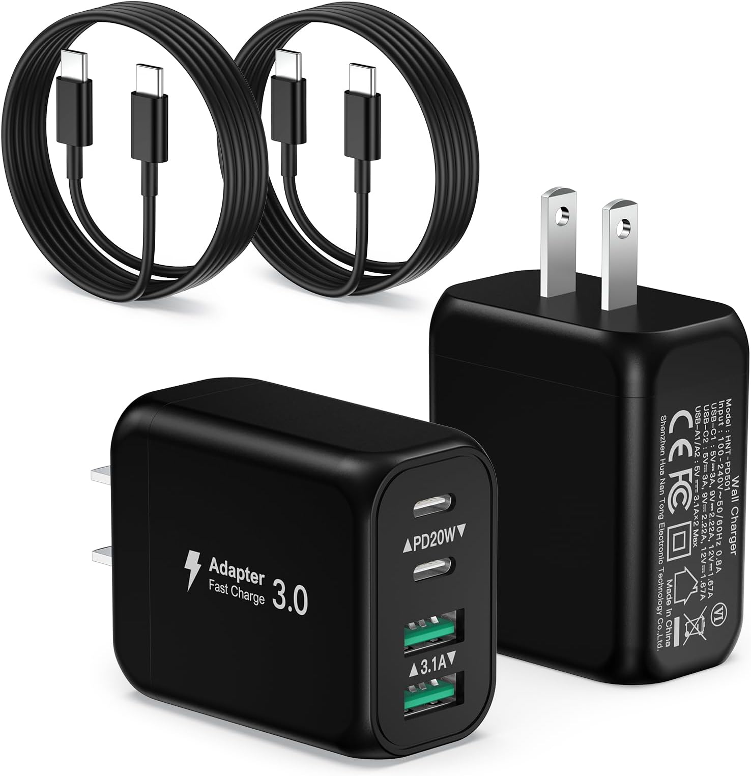 Amazon.com: 40W USB C Charger Block, 4 Port PD+QC Wall Plug Power ...