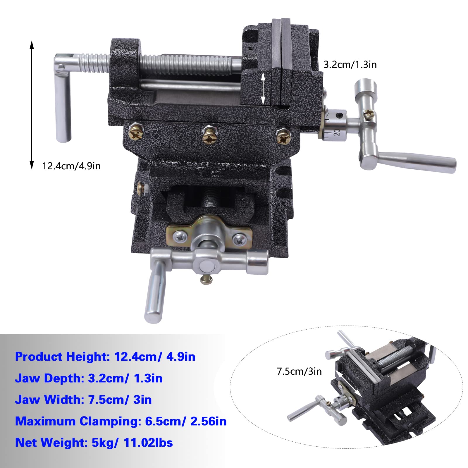 Snapklik.com : 3" Cross Slide Drill Press Vise, Compound Bench Table ...