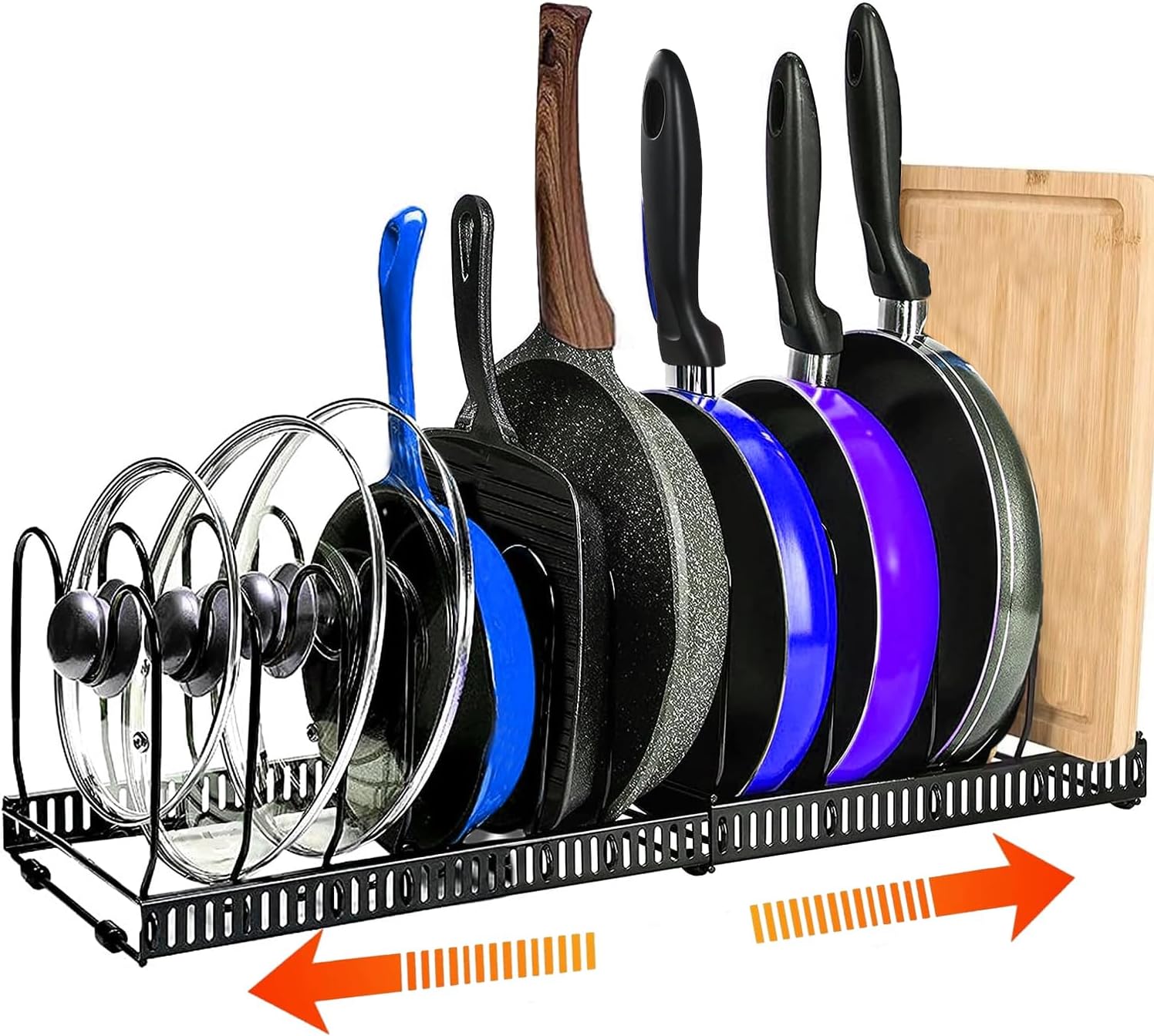 Ompinda Pot Organizer Rack for Cabinet, Expandable Pan and Pot Lid ...