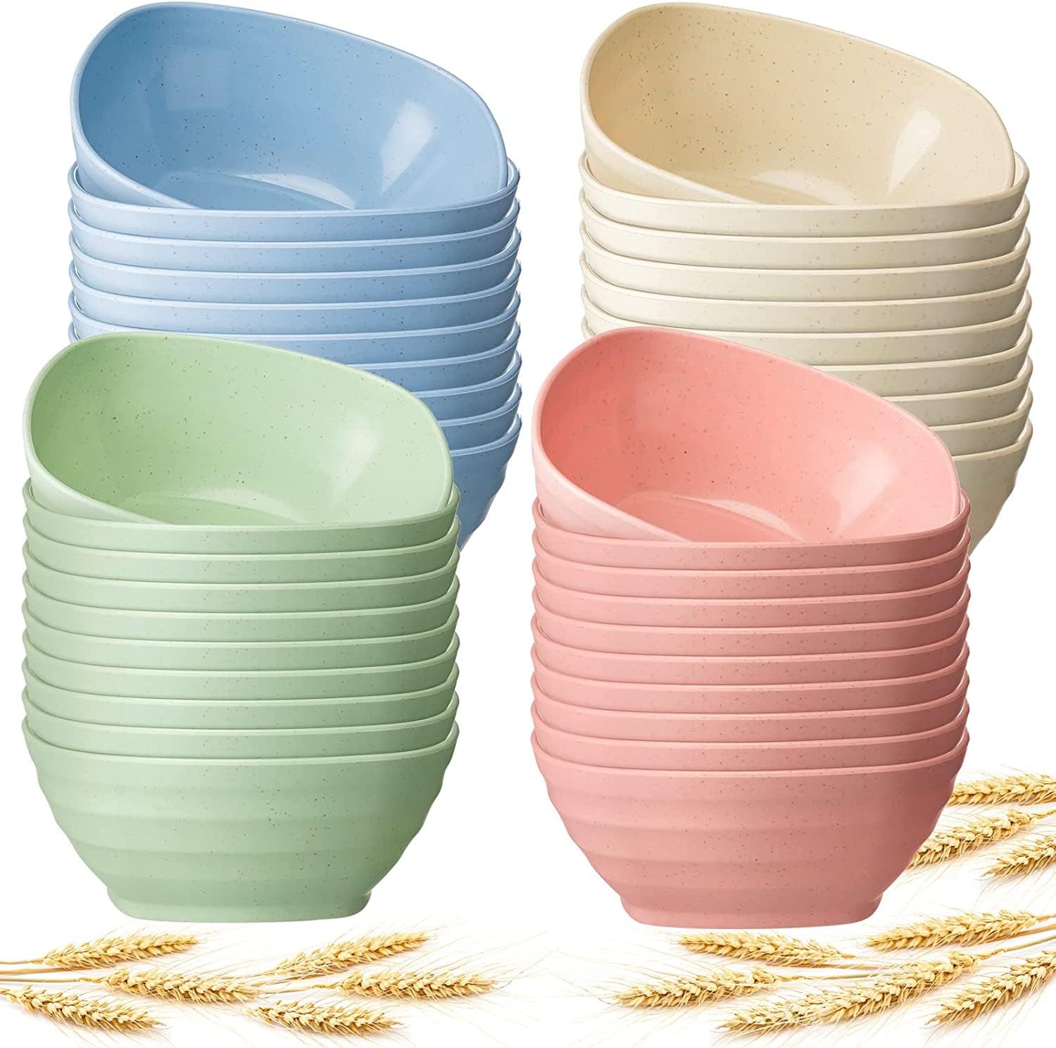 G-KARUNA Unbreakable & Reusable Wheat Straw Square Bowls Set of 4 ...