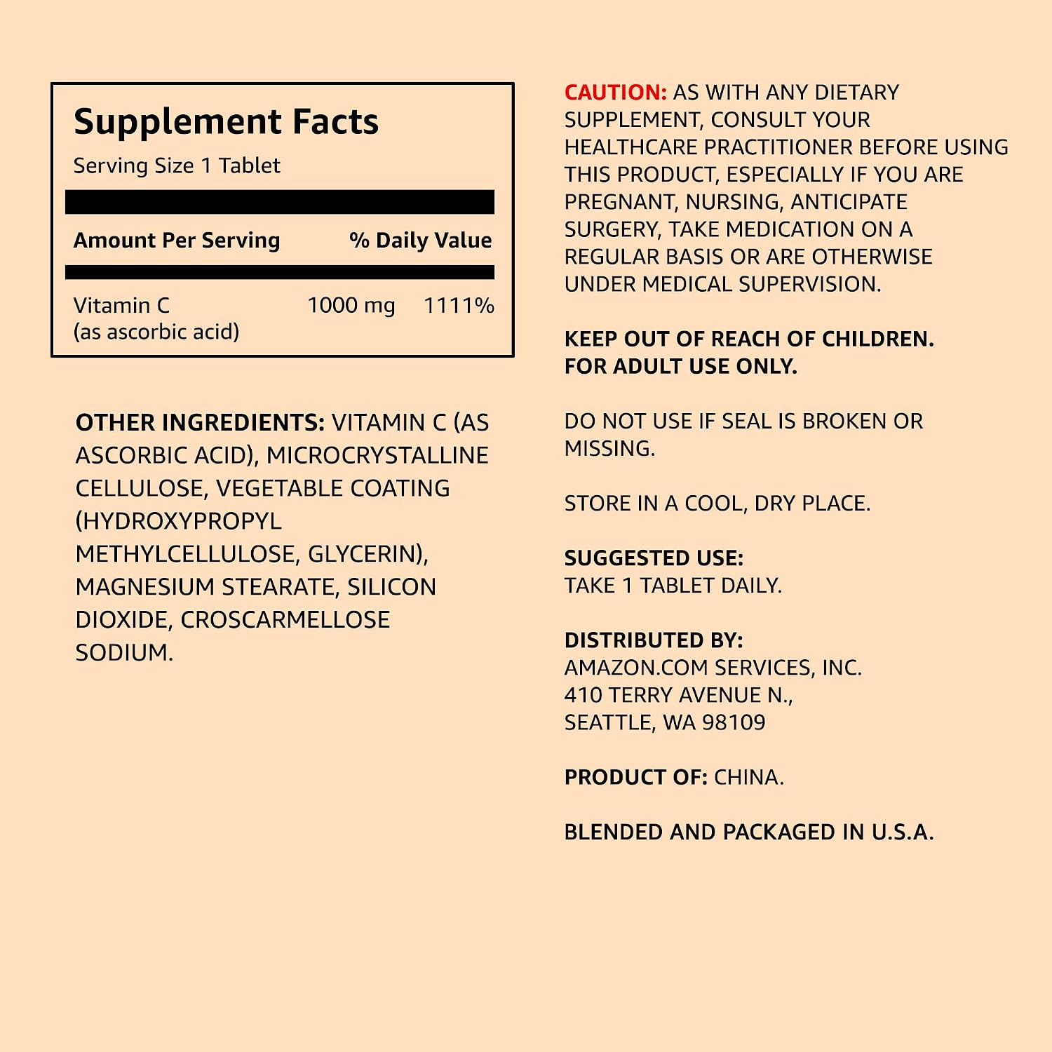 Amazon Elements Vitamina C 1000mg, Suporte ao Sistema Imune Saudável ...