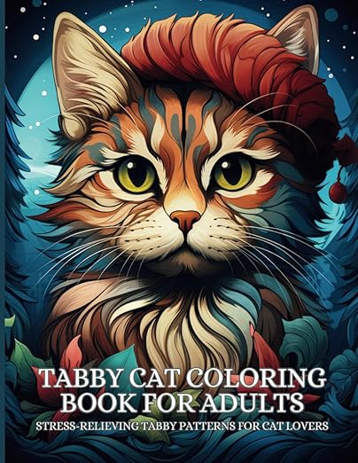 Amazon.com: Tabby Cat Coloring Book for Adults: Stress-Relieving Tabby ...