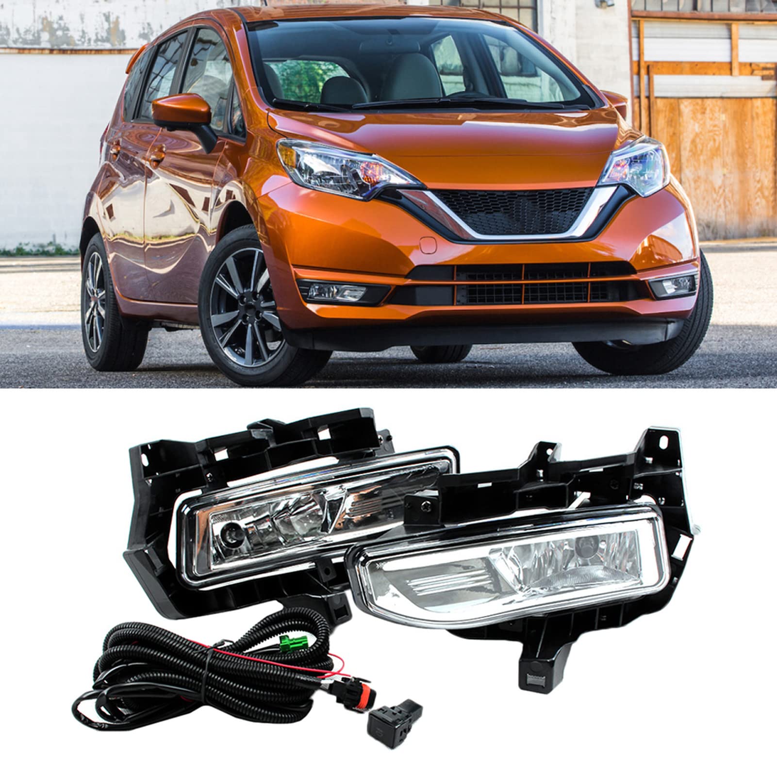 Nissan Versa Fog Lights High Quality LED Angel Eye DRL Styling Lens