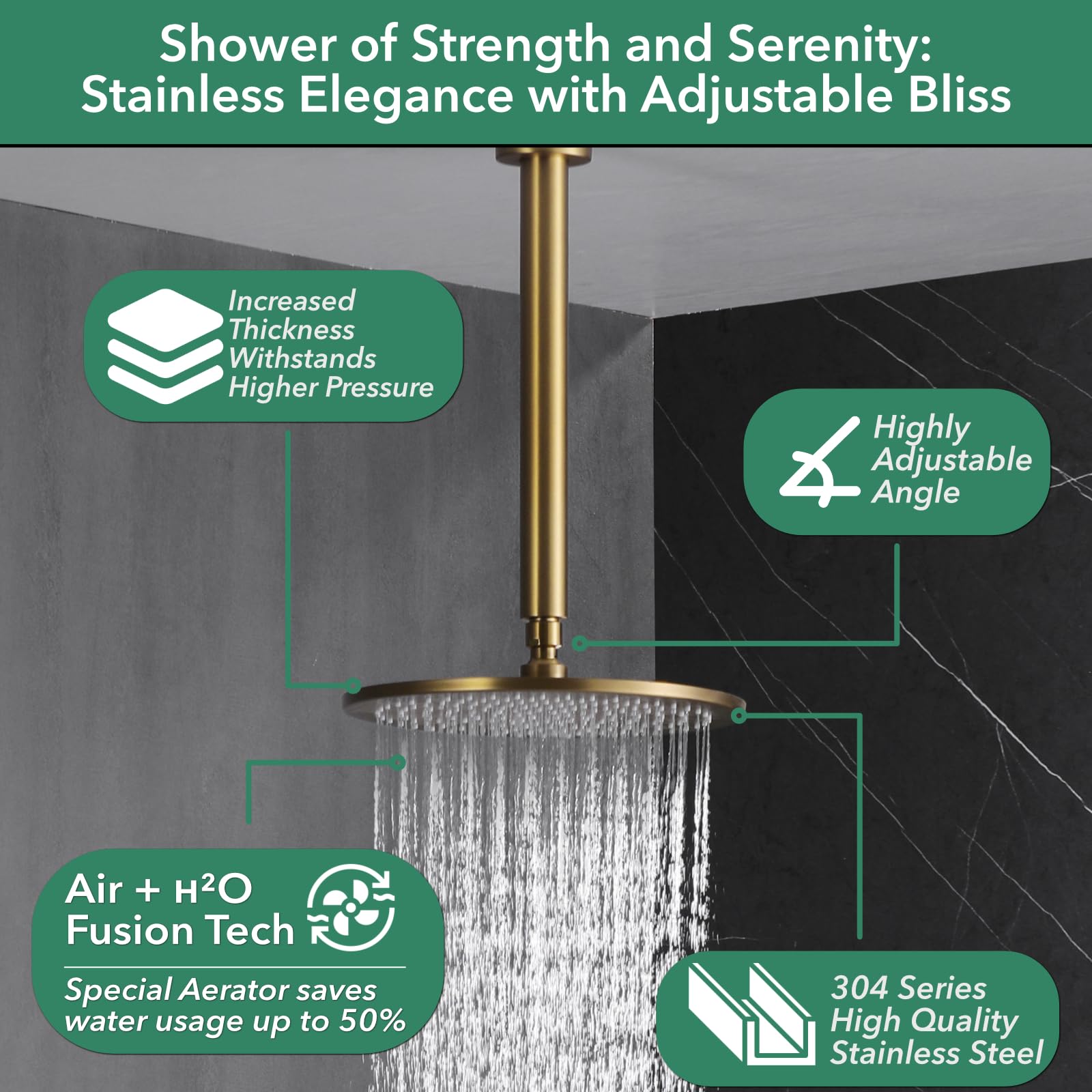 Snapklik.com : VANFOXLE Shower Faucet Set Brushed Gold Shower System,Push Button Diverter Shower ...