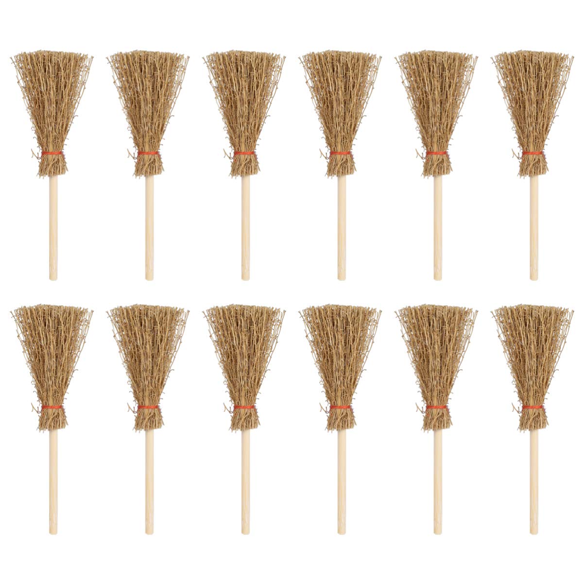 Amazon.com: Exceart 12 Pcs 9cm Mini Broom Red Rope Wizard Broom ...