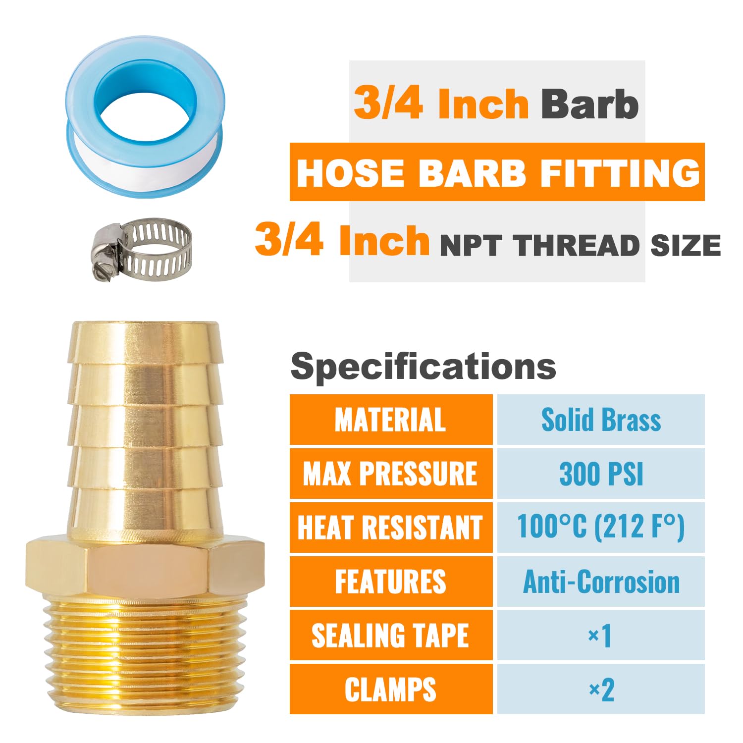 Snapklik.com : SUNGATOR 3/4 Inch Hose Barb Fittings, Brass Air Hose ...