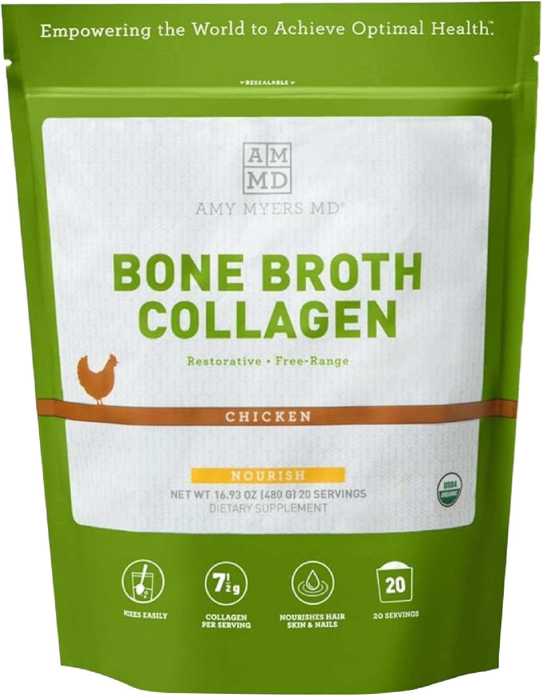 Amazon.com: Amy Myers MD Bone Broth Collagen Powder - Type II Collagen ...