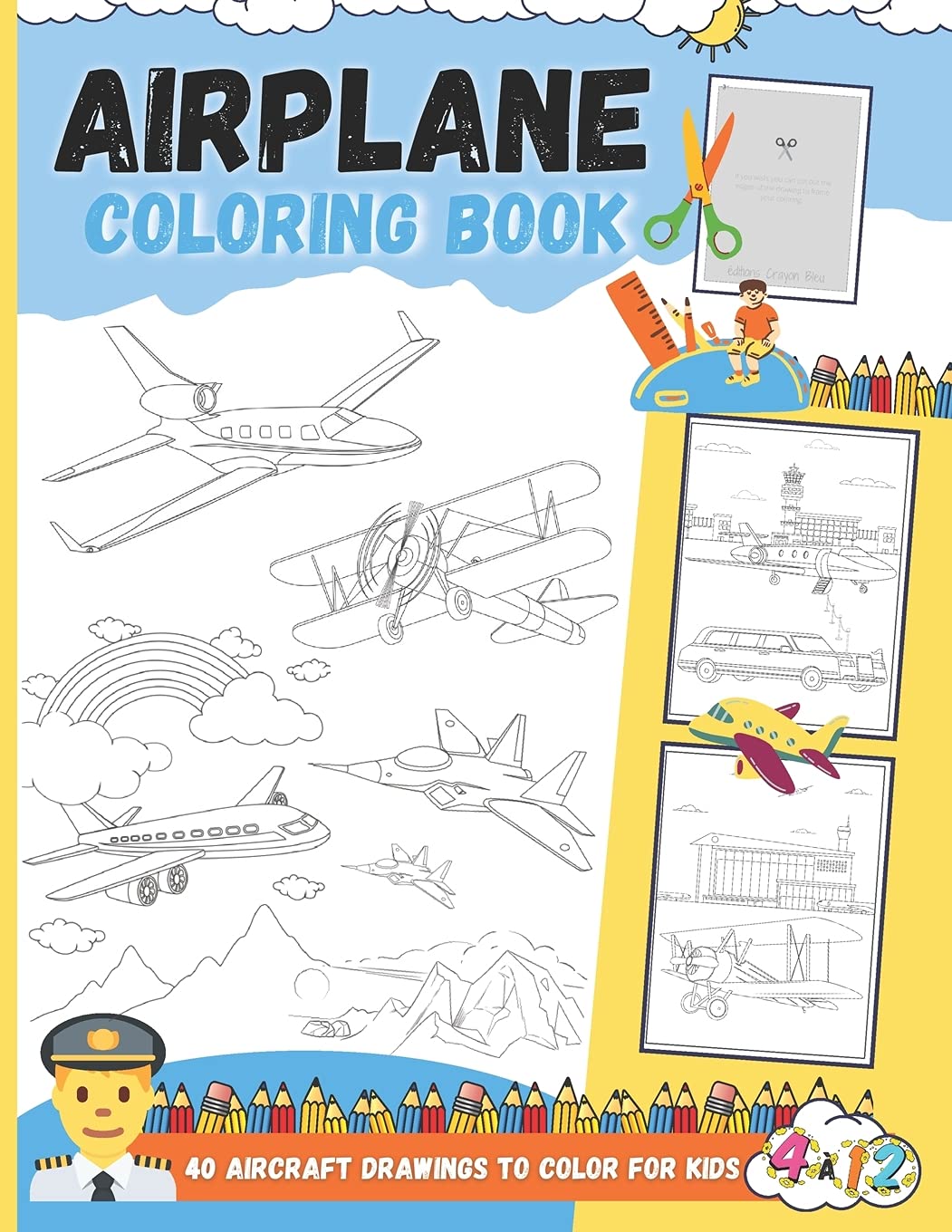Buy Airplane Coloring Book - 40 Aircraft Drawings To Color For Kids ...