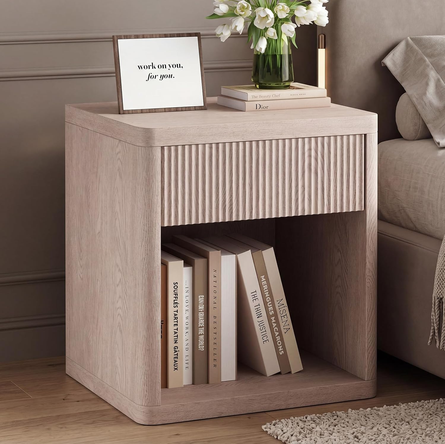 Amazon.com: DUMOS 22.7" Modern Night Stand with Drawer and Open Shelf ...