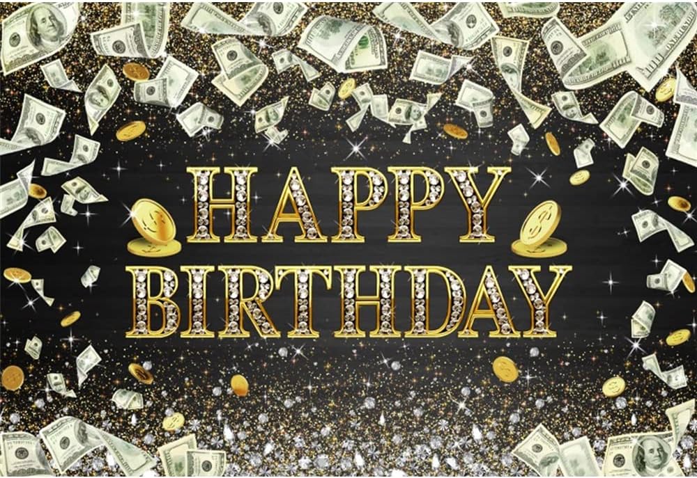 Amazon.com : DORCEV 5x4ft Money Birthday Backdrop Dollar Bill Gold ...