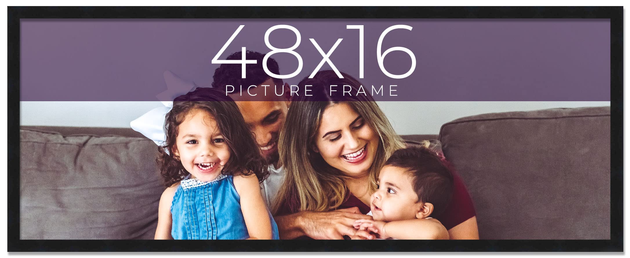 Amazon.com - 48x16 Frame Black Real Wood Picture Frame Width 0.75 ...