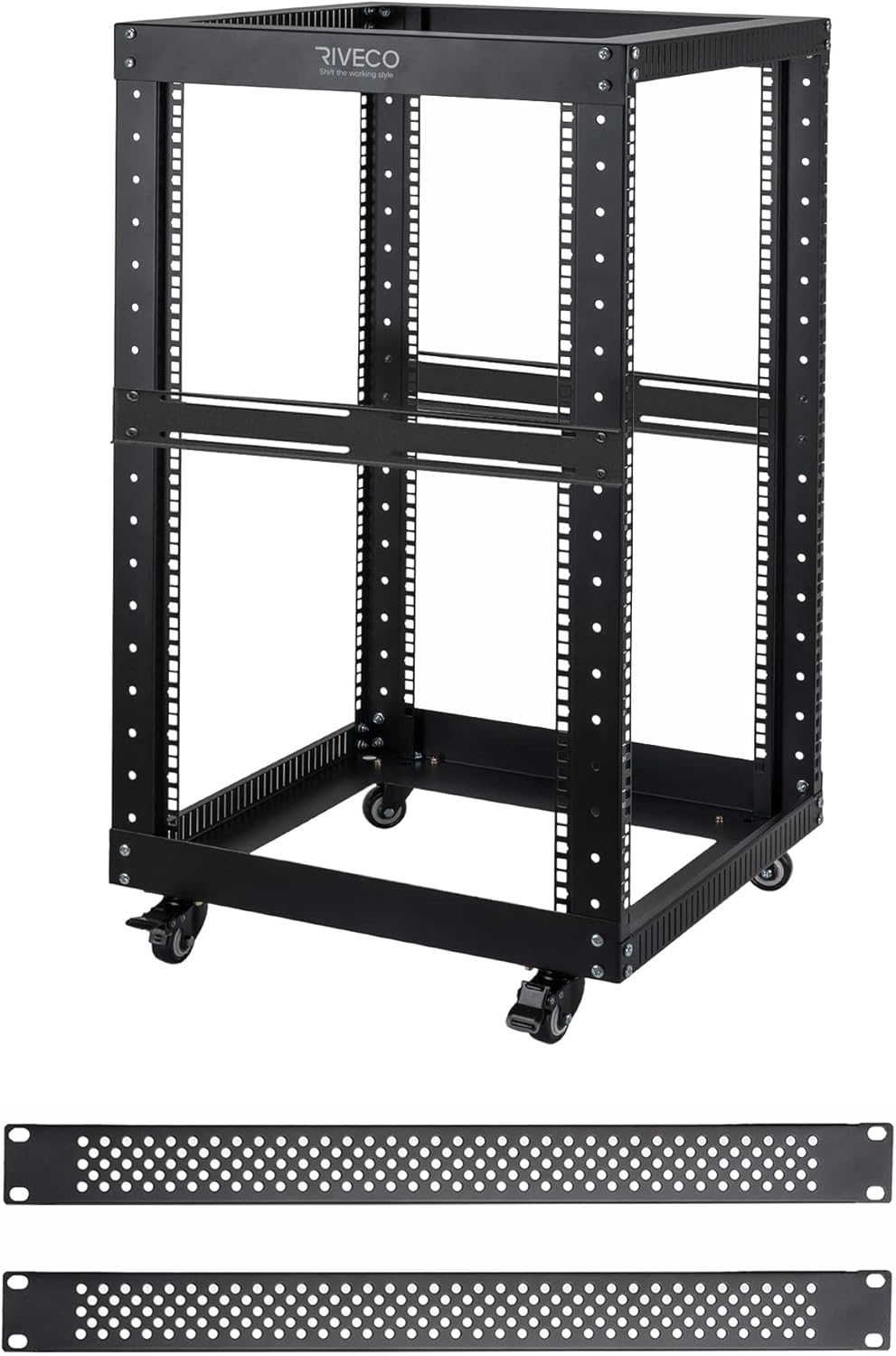 Amazon.com: RIVECO 18U Floor Standing Rack with Wheels + 2pcs 1U Vented ...