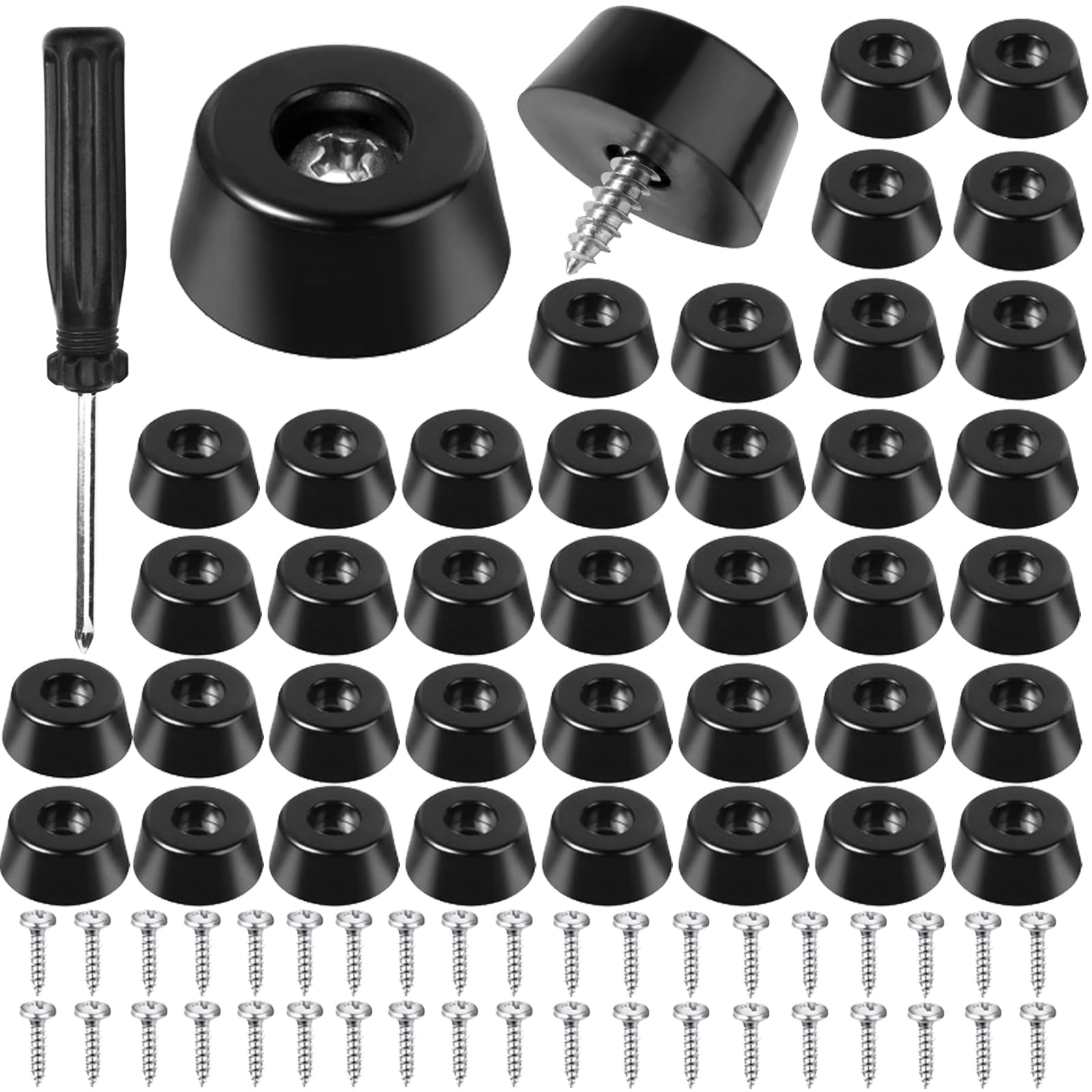 40 Round Rubber Feet Bumpers, Built in Stainless Steel Washer Small ...